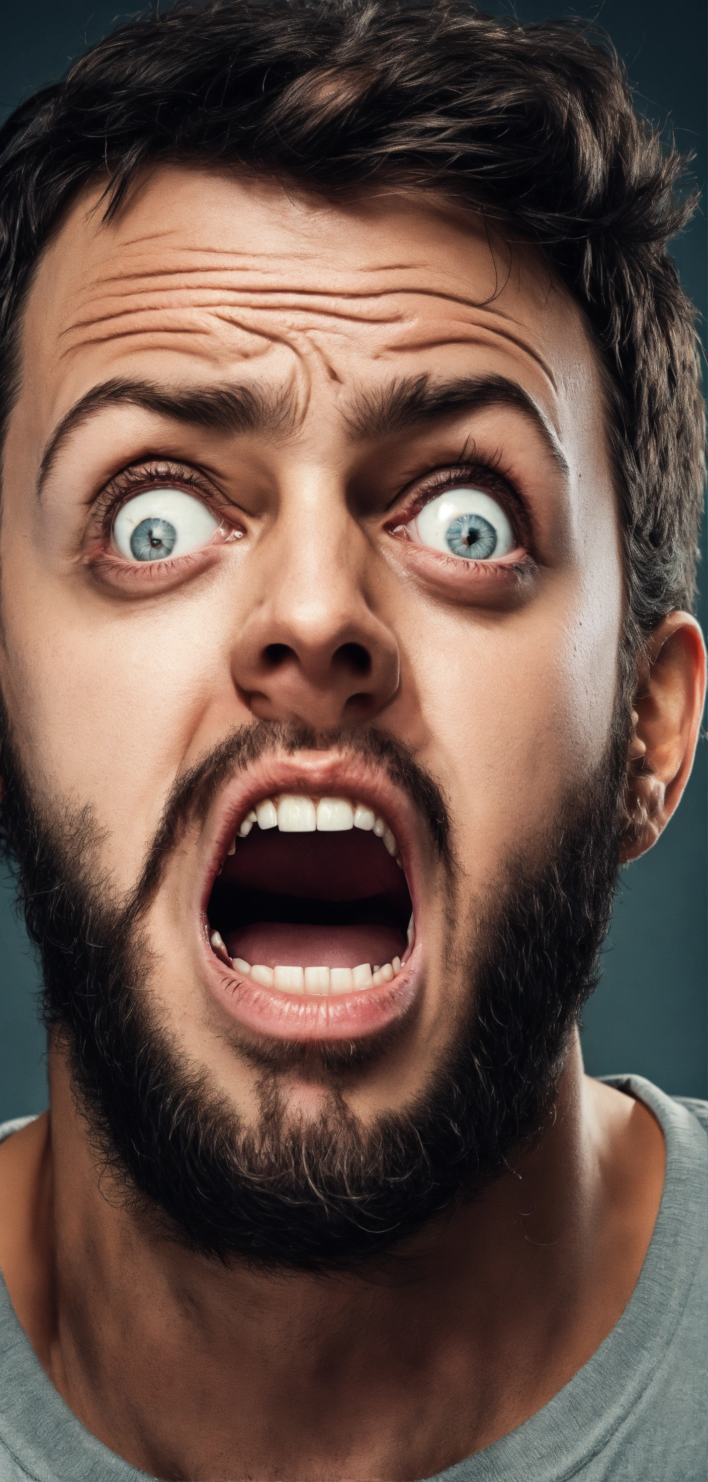 Lexica - A terrified man terrified with his eyes very wide open