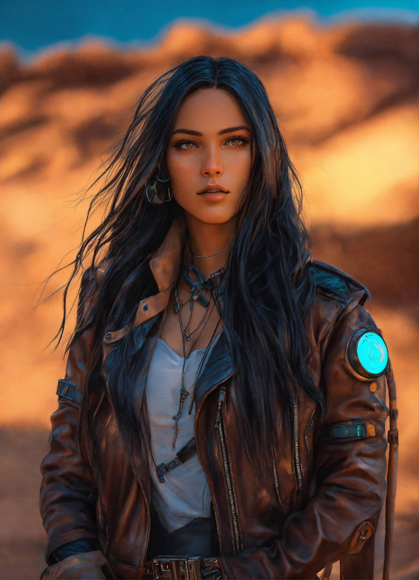 Lexica - Cyberpunk Navajo androgenous high tech nomad long hair ...