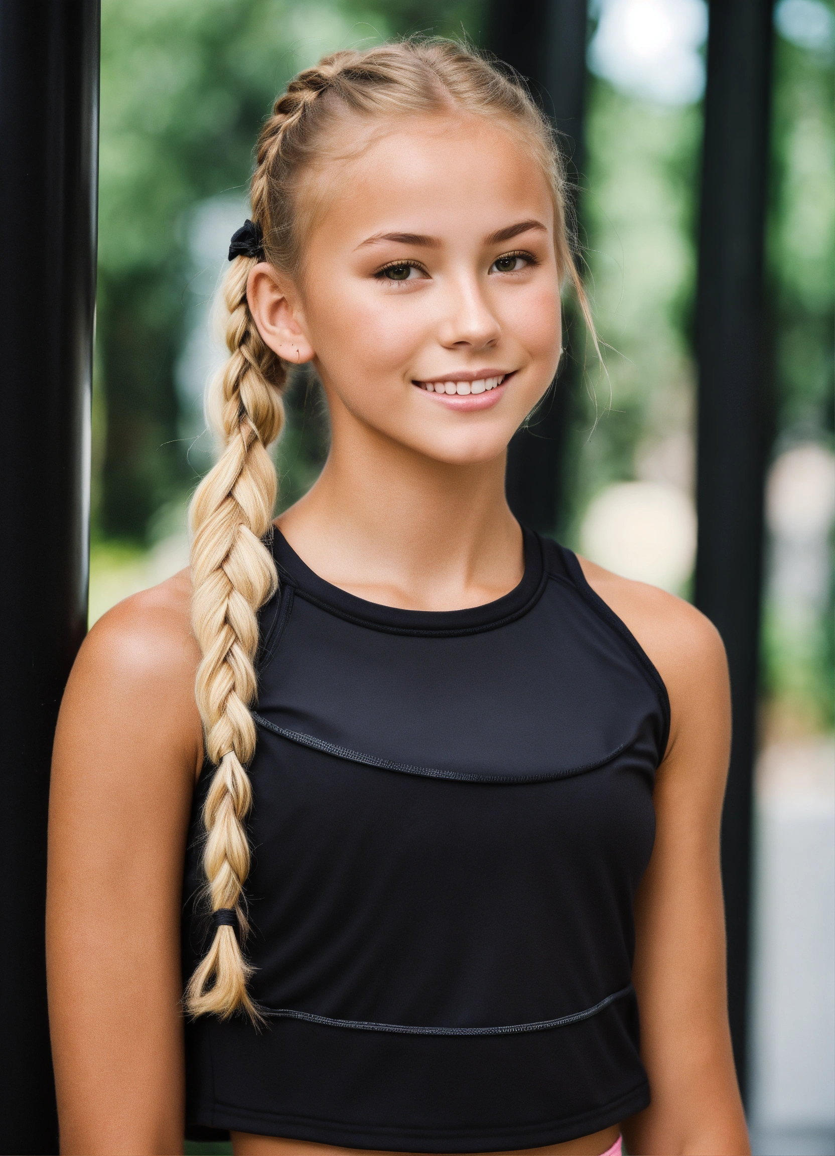 Lexica - Beautiful pretty blonde tanned tween with straight pigtails ...