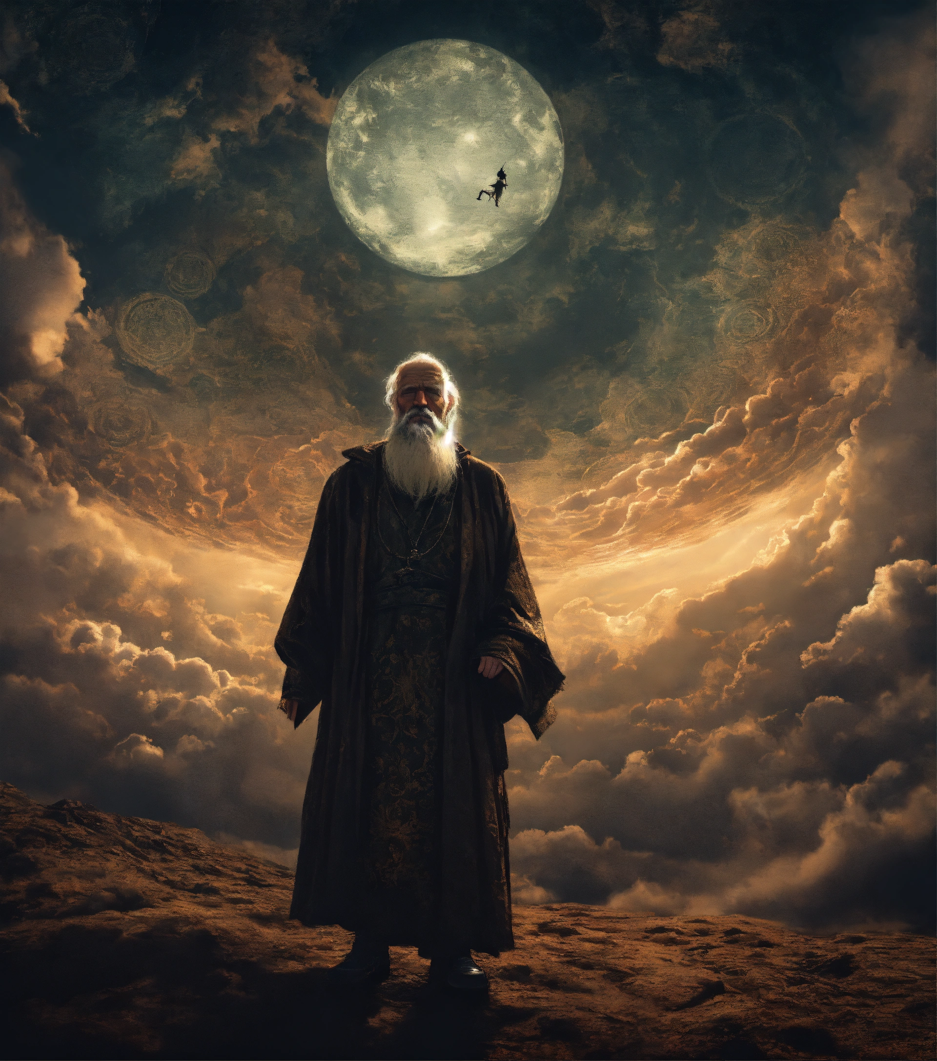 Lexica - Shades of god, an old bearded man in the sky with multiple ...