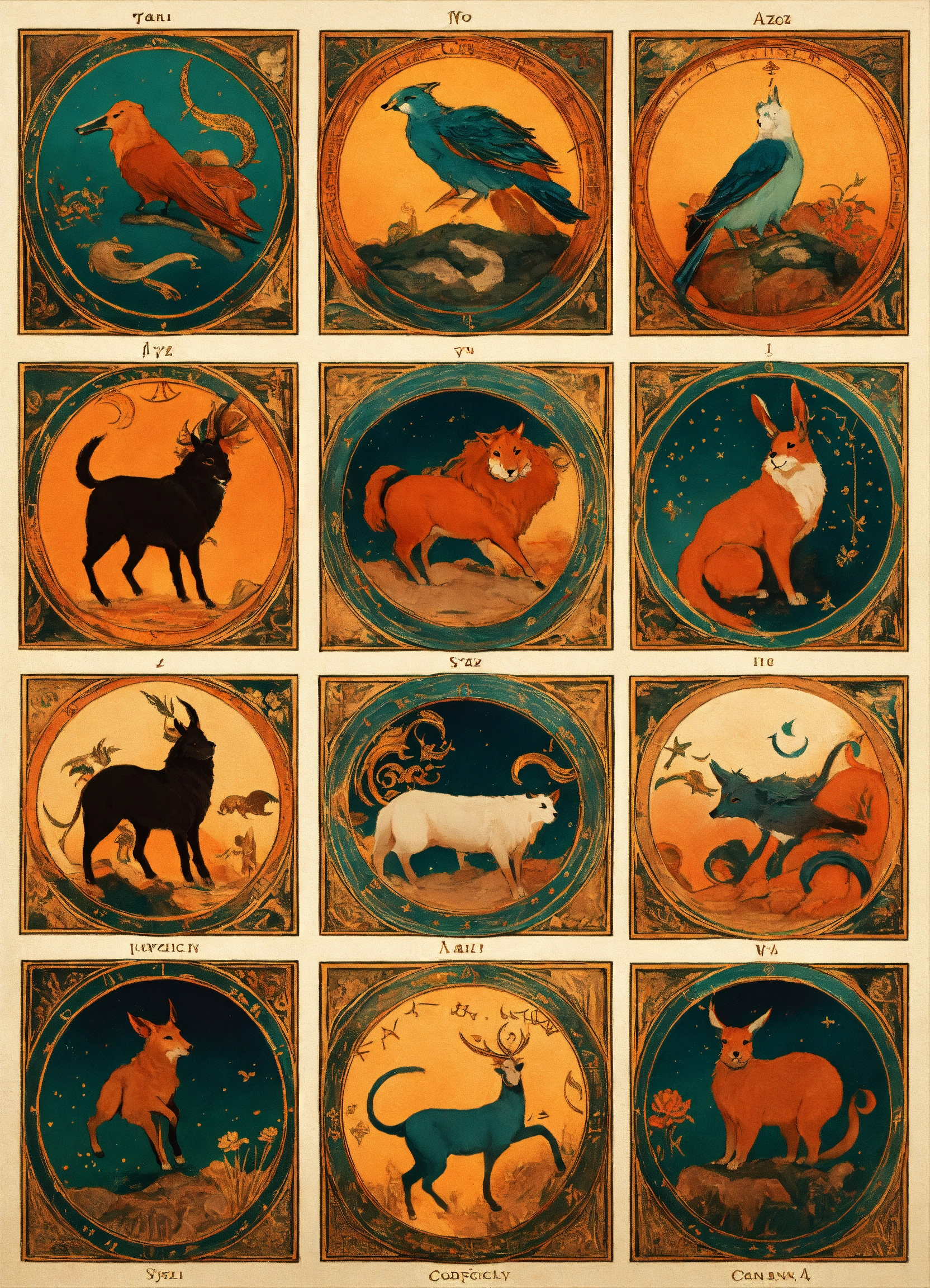 Lexica - Zodiac signs personified as animals, style of wulop