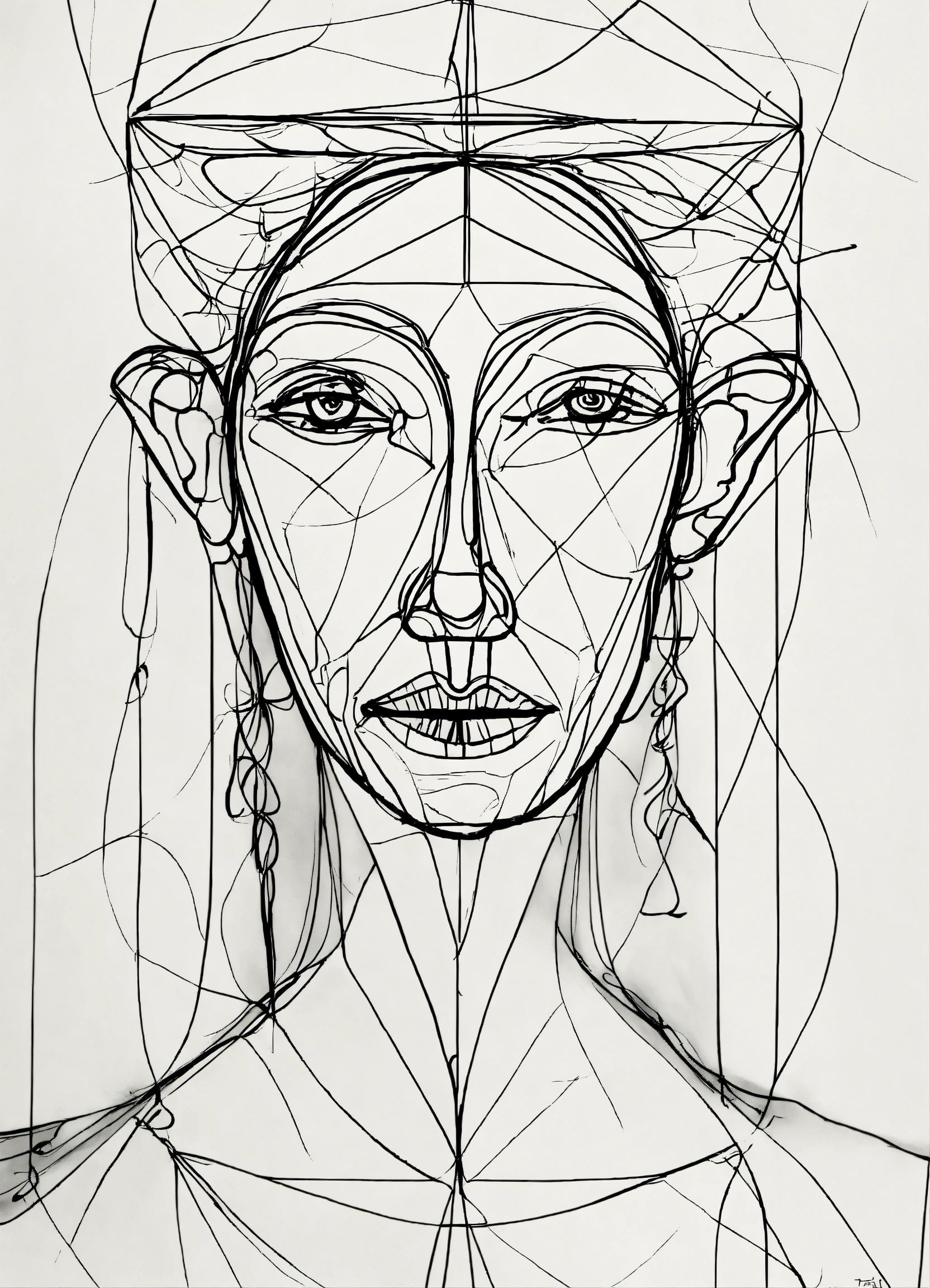 Lexica - Witch face, one line, black and white, minimalistic, picasso art