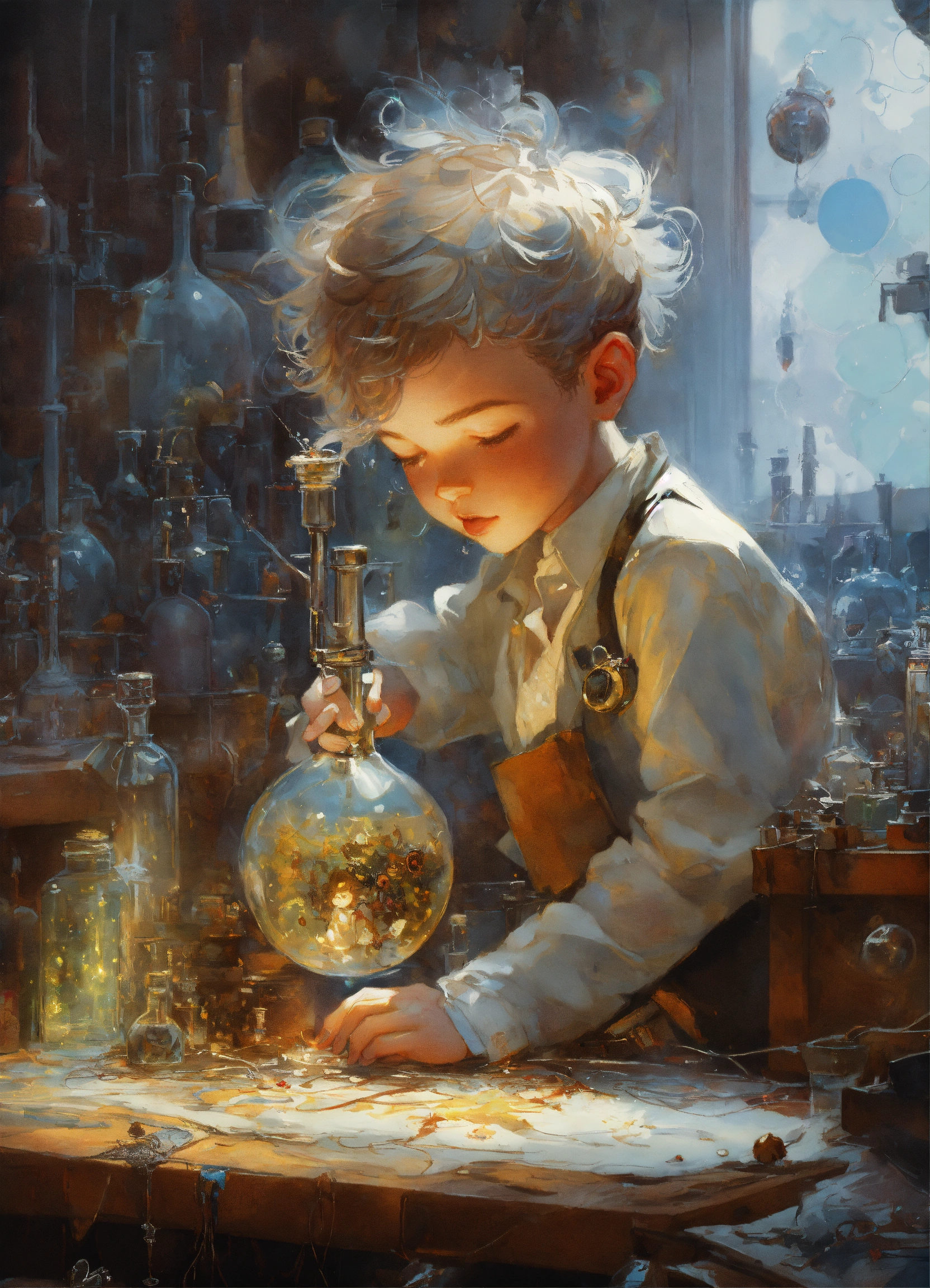 Lexica - Pixar style cute and adorable mad scientist creating in his ...