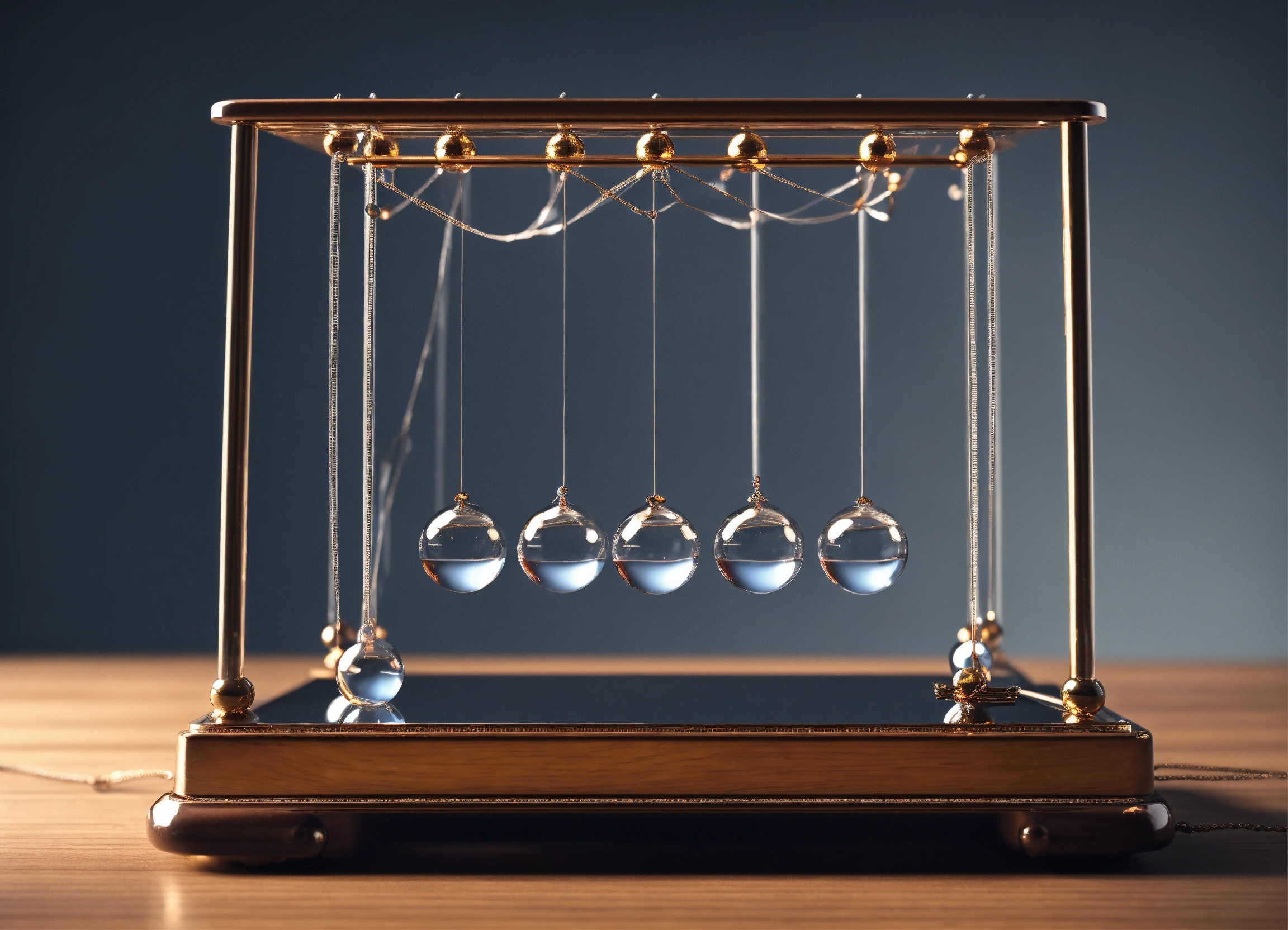 Lexica - Newtons cradle, five crystal clear transparent bouncing balls ...