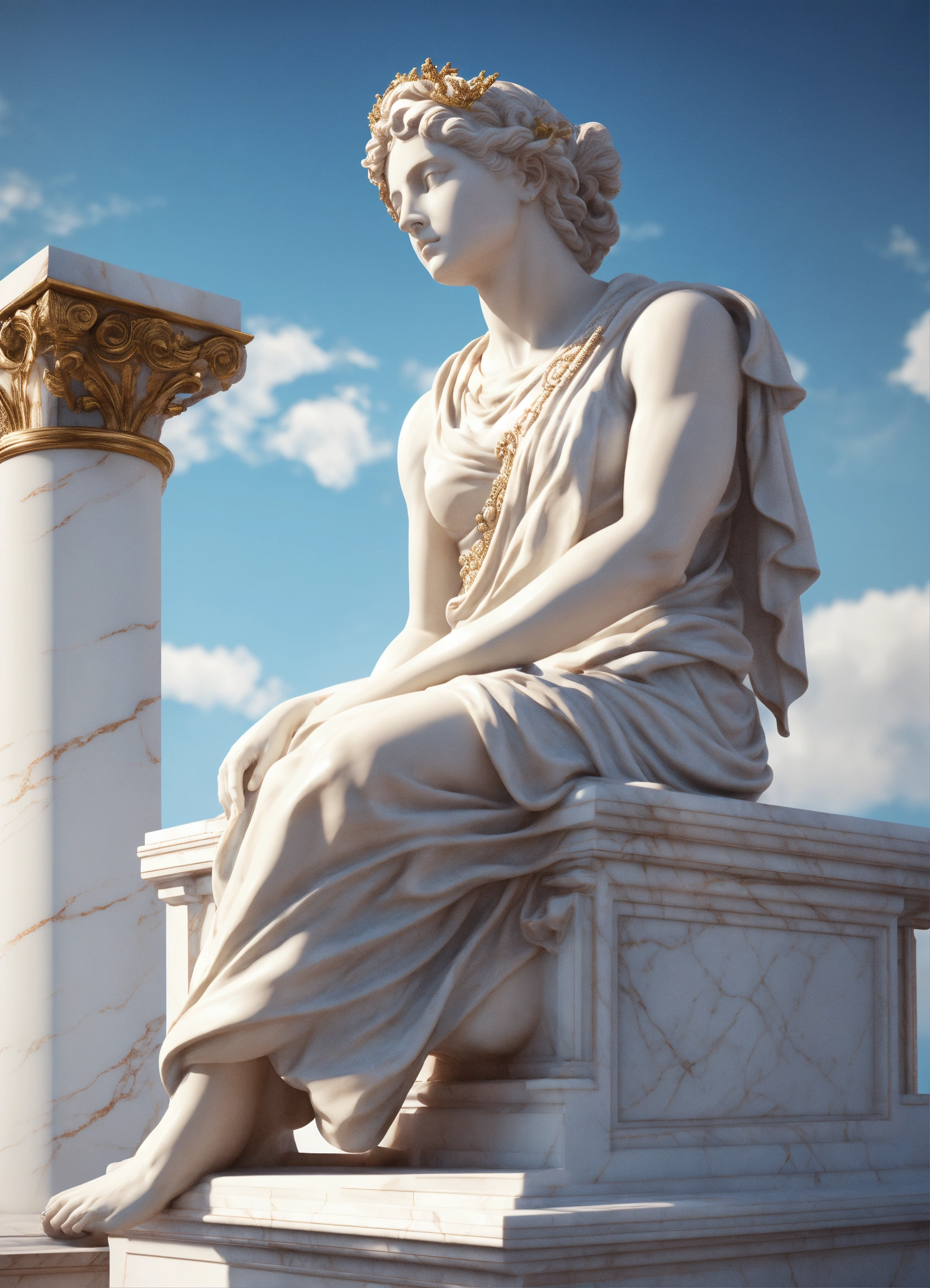 Lexica - Marble statue, latina, greek statue, rooftop, digital painting ...