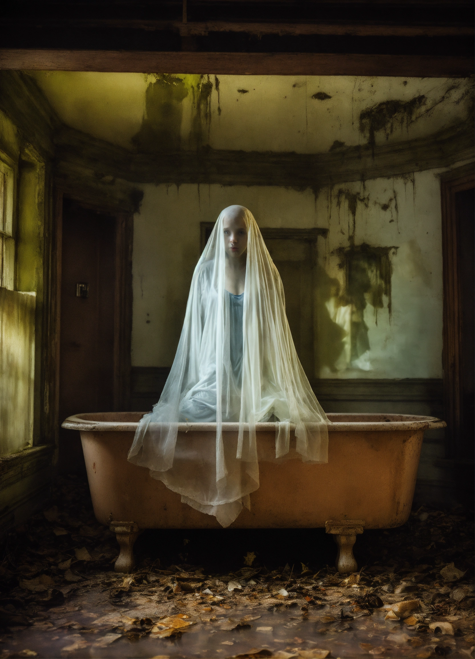 Lexica - Photo realistic, floating flying ghost see-through, haunted ...