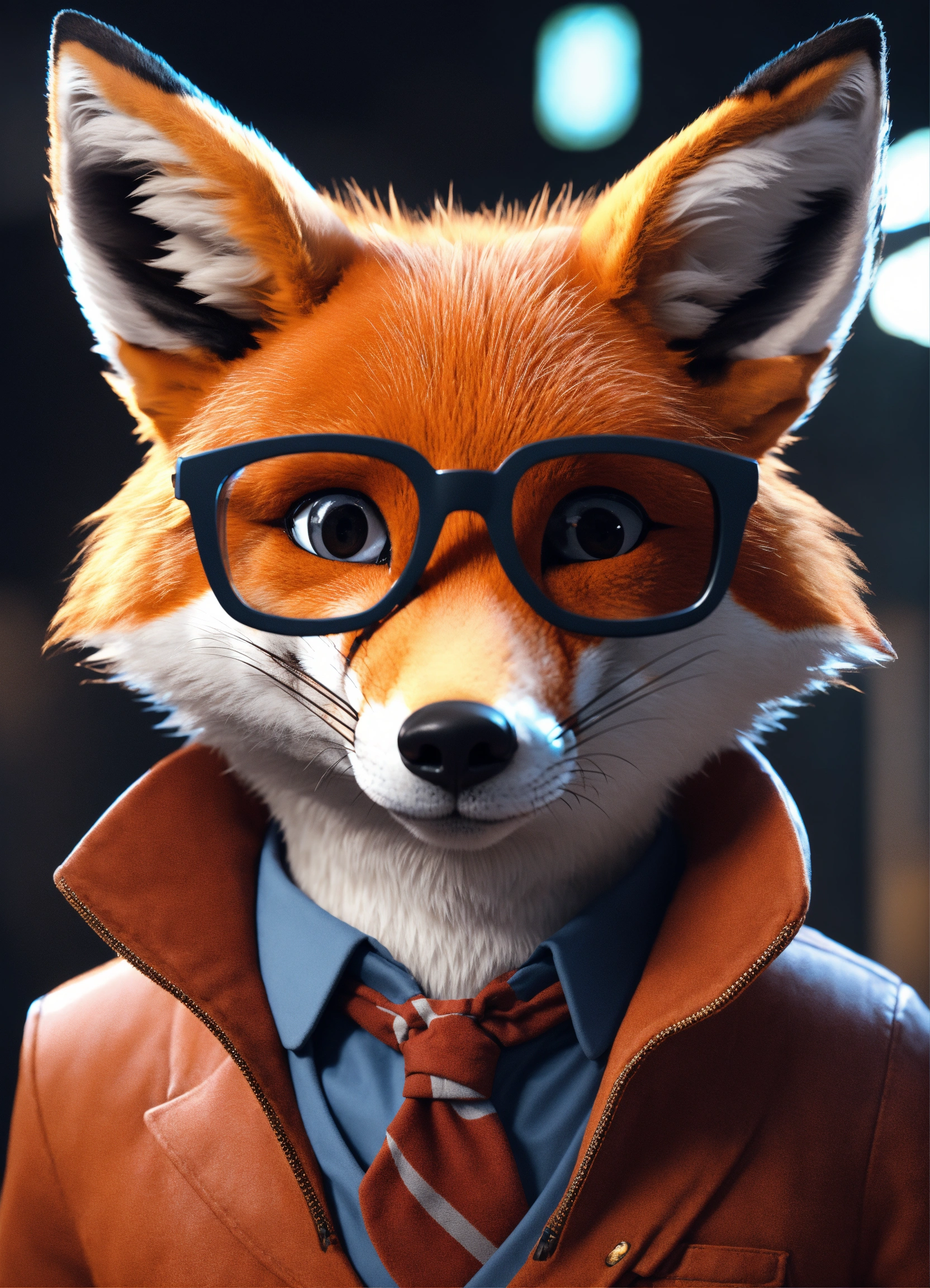 Lexica - A smart fox wearing glasses, unreal engine, 4k