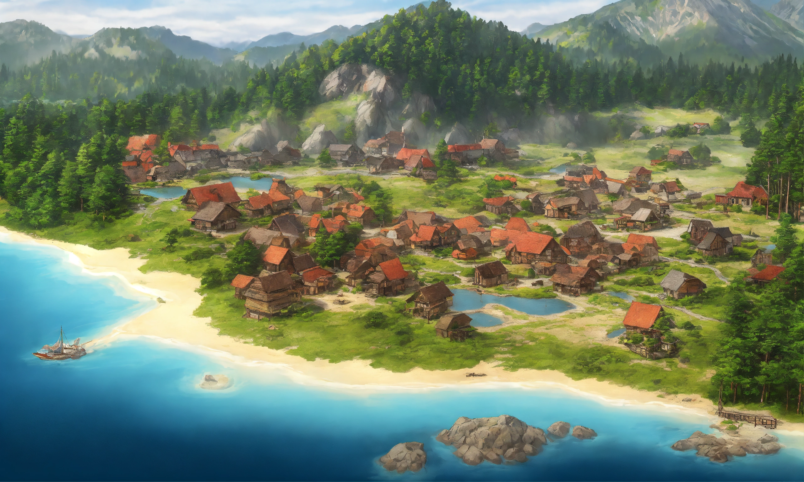 Lexica - Streetmap of coastal Colonial frontier hamlet surrounded by ...