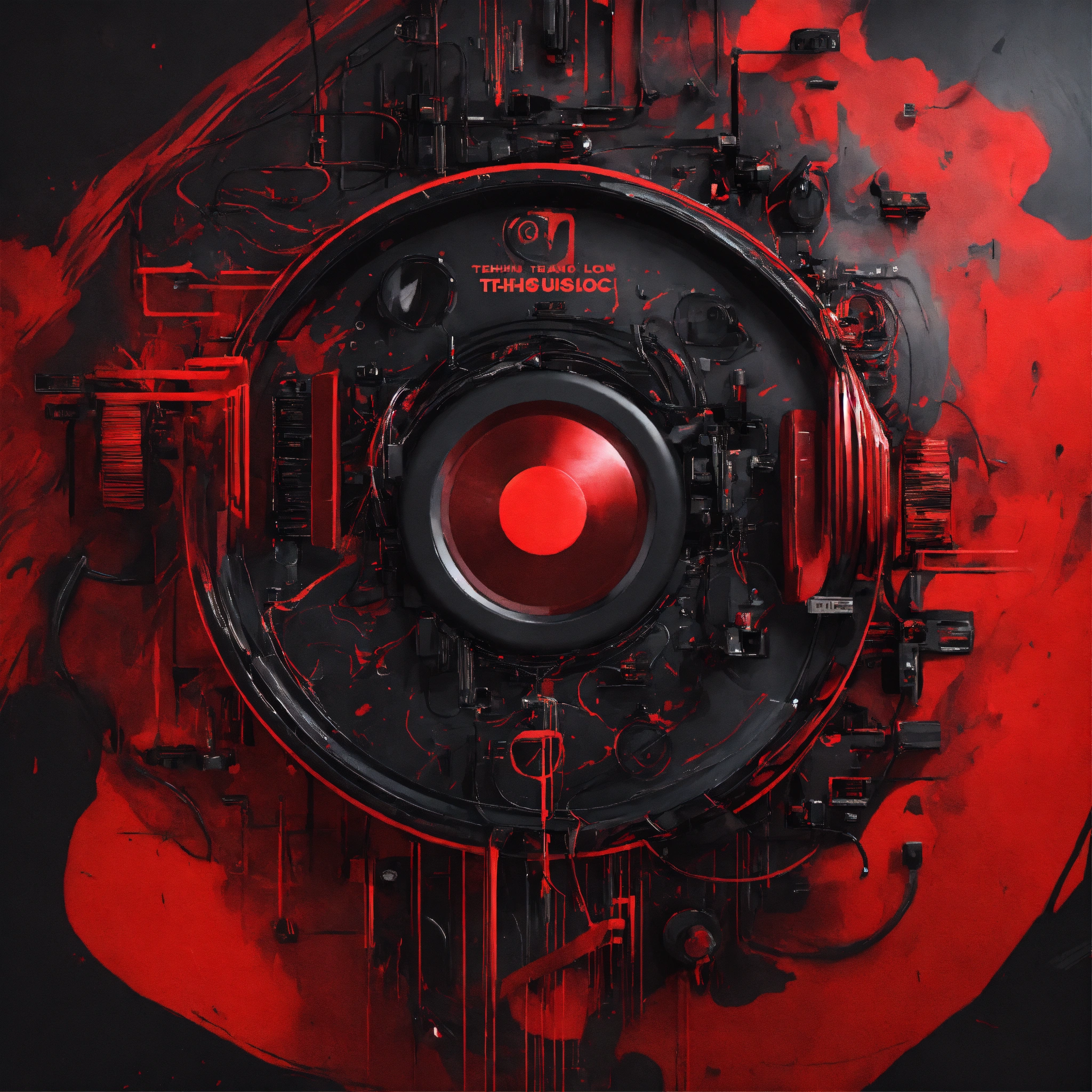 Lexica - Cover hand painting techno music black and red tone