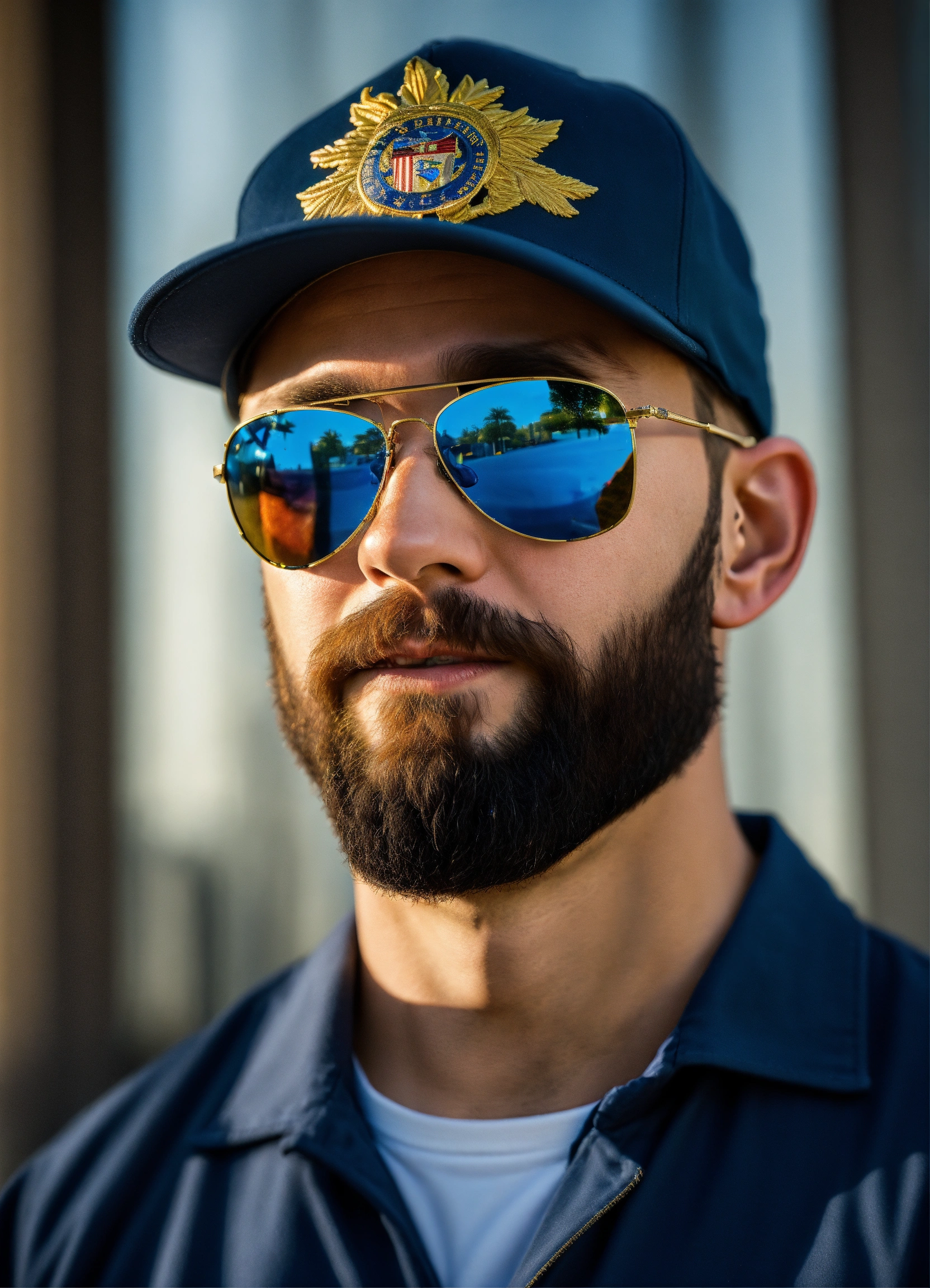 Lexica - Fbi agent with a short beard wearing and fbi hat with ...