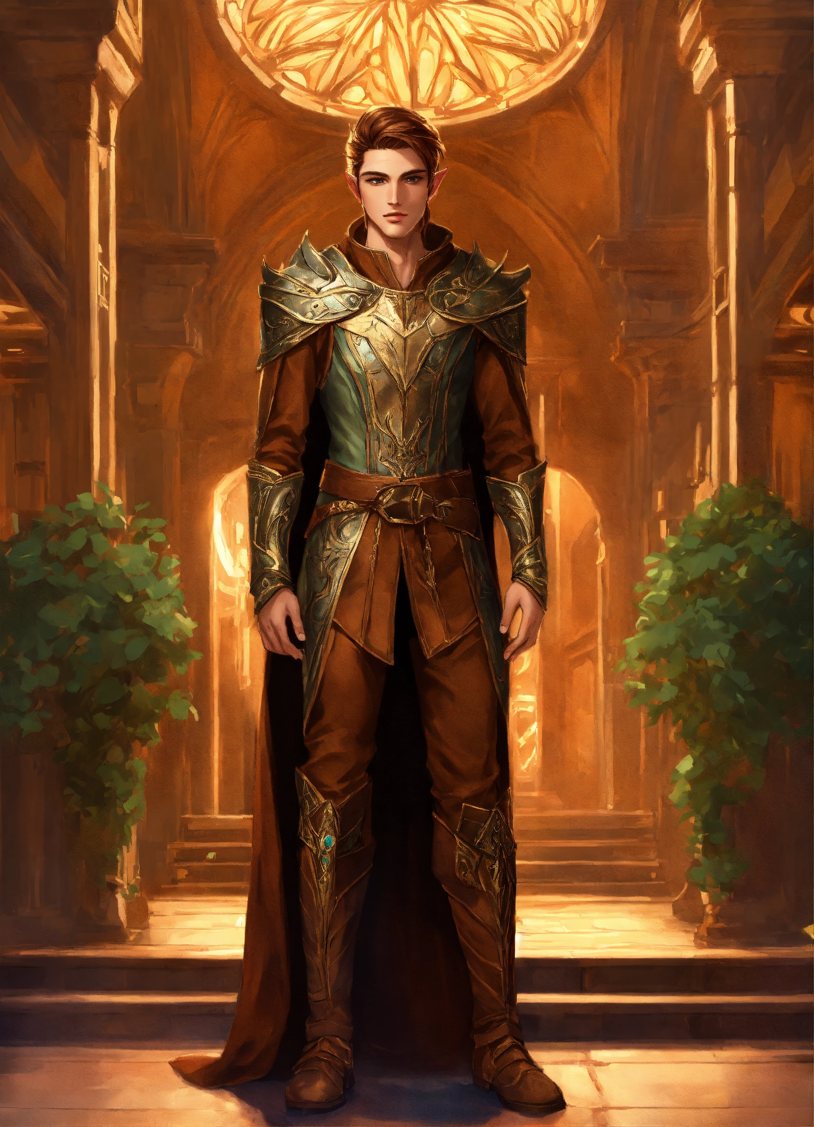 Lexica - Drawing of an elf, royalty, sci fi, brown cybernetic outfit ...