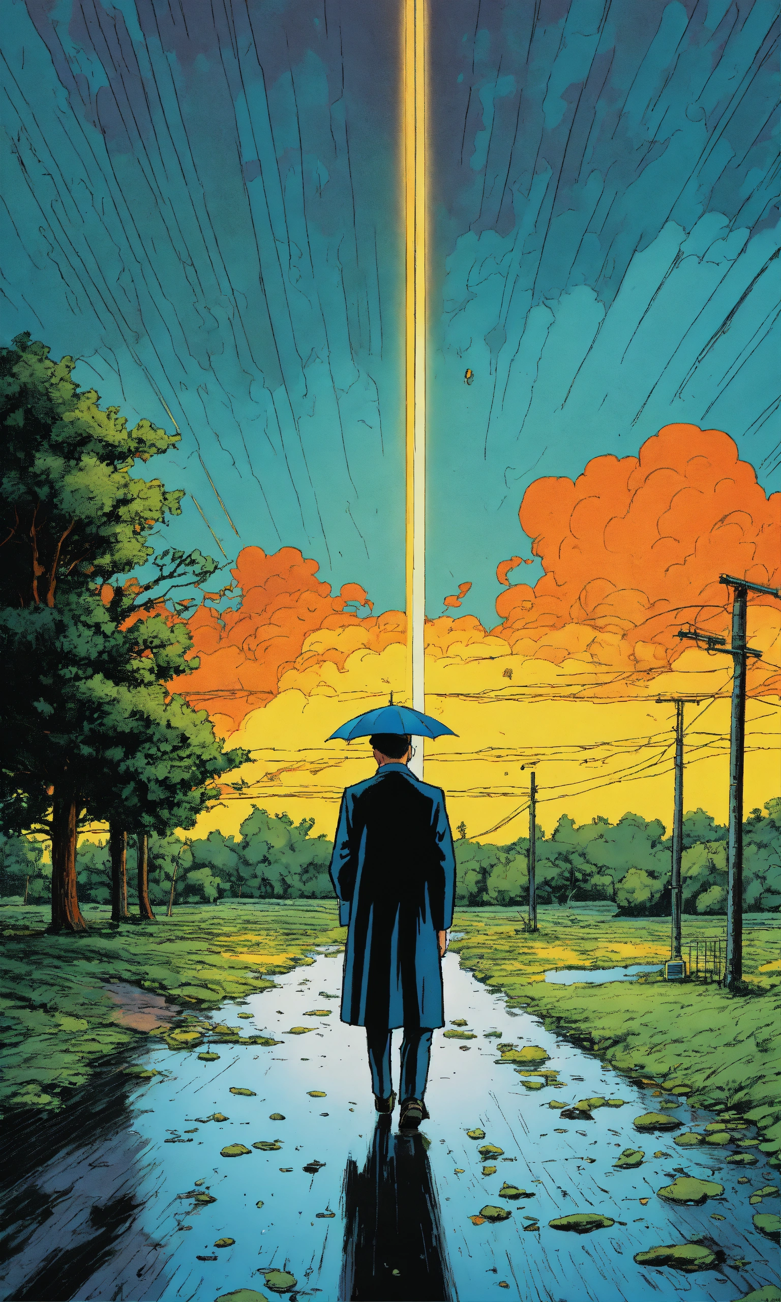 Lexica - Detailed, vibrant illustration of lighting striking a person ...