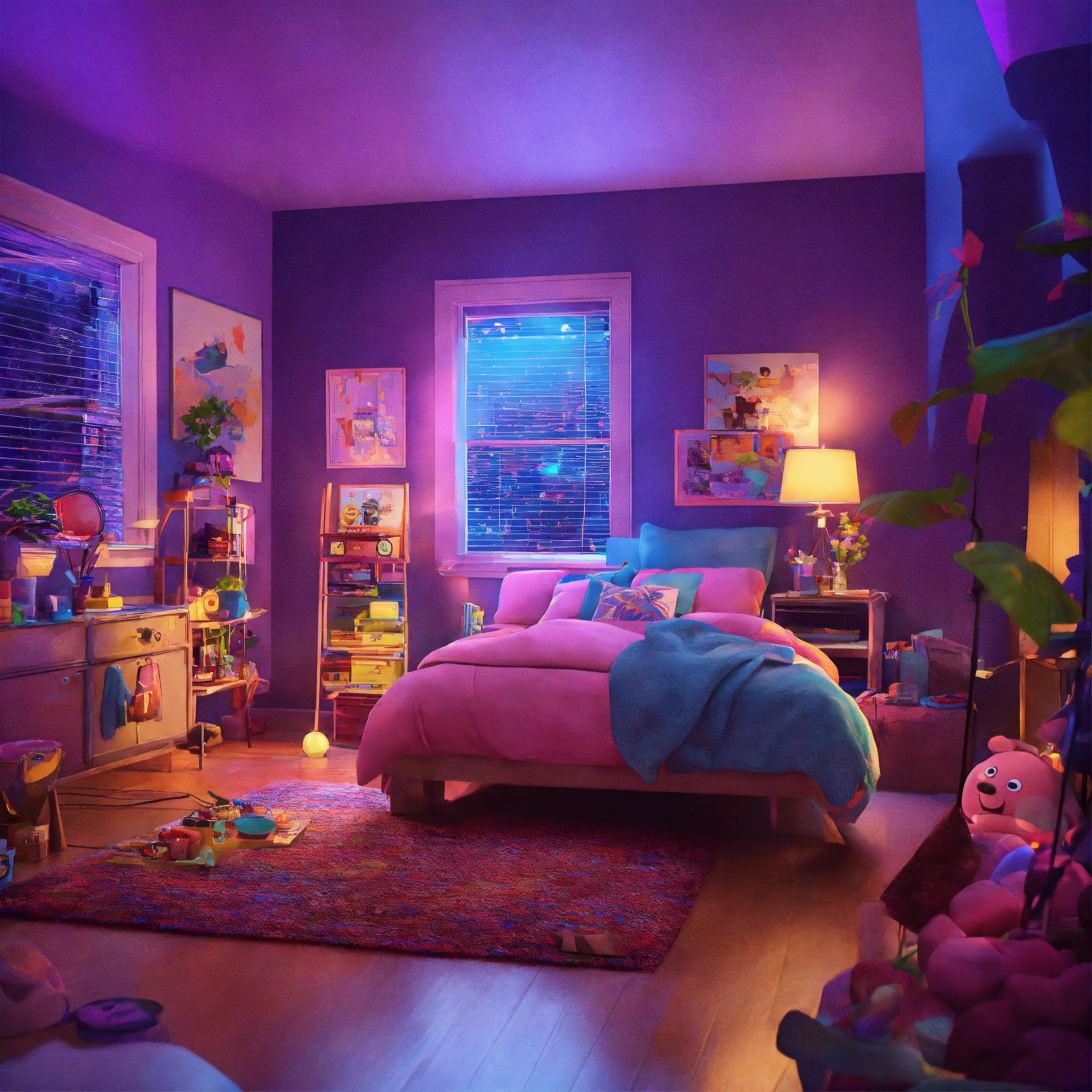 Lexica - CGI! Pixar 80's style home interior. house party. no people ...