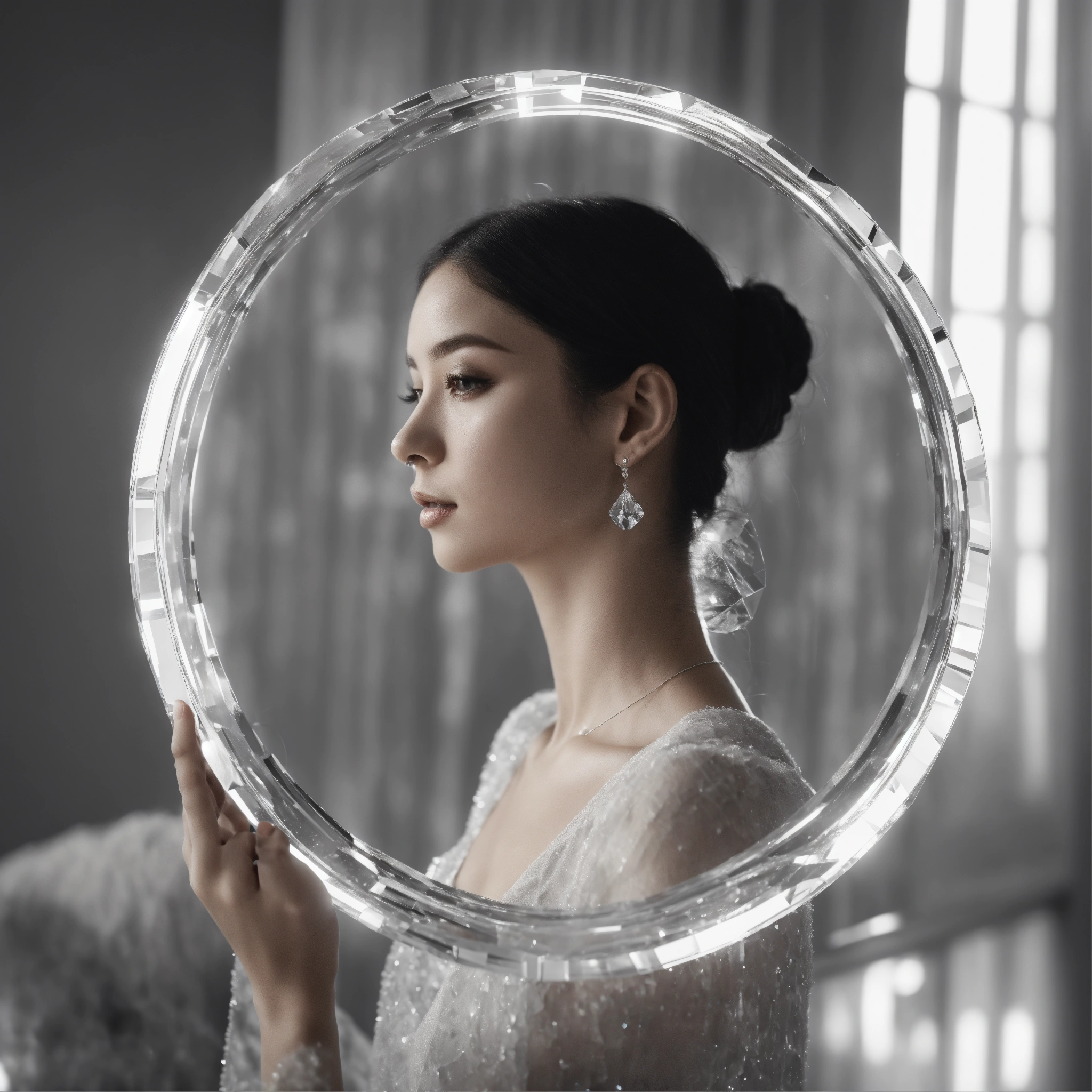 Lexica - Women look for clear looking transparent crystal cirkle, black ...