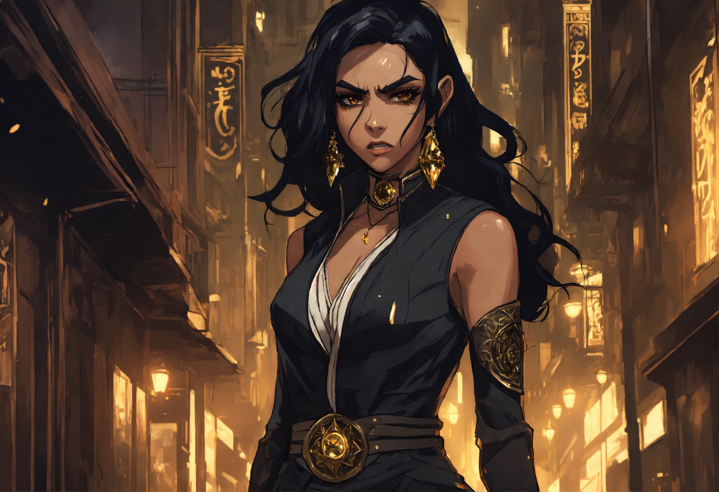 Lexica - Angry beautiful middle eastern assassin wearing a black and ...