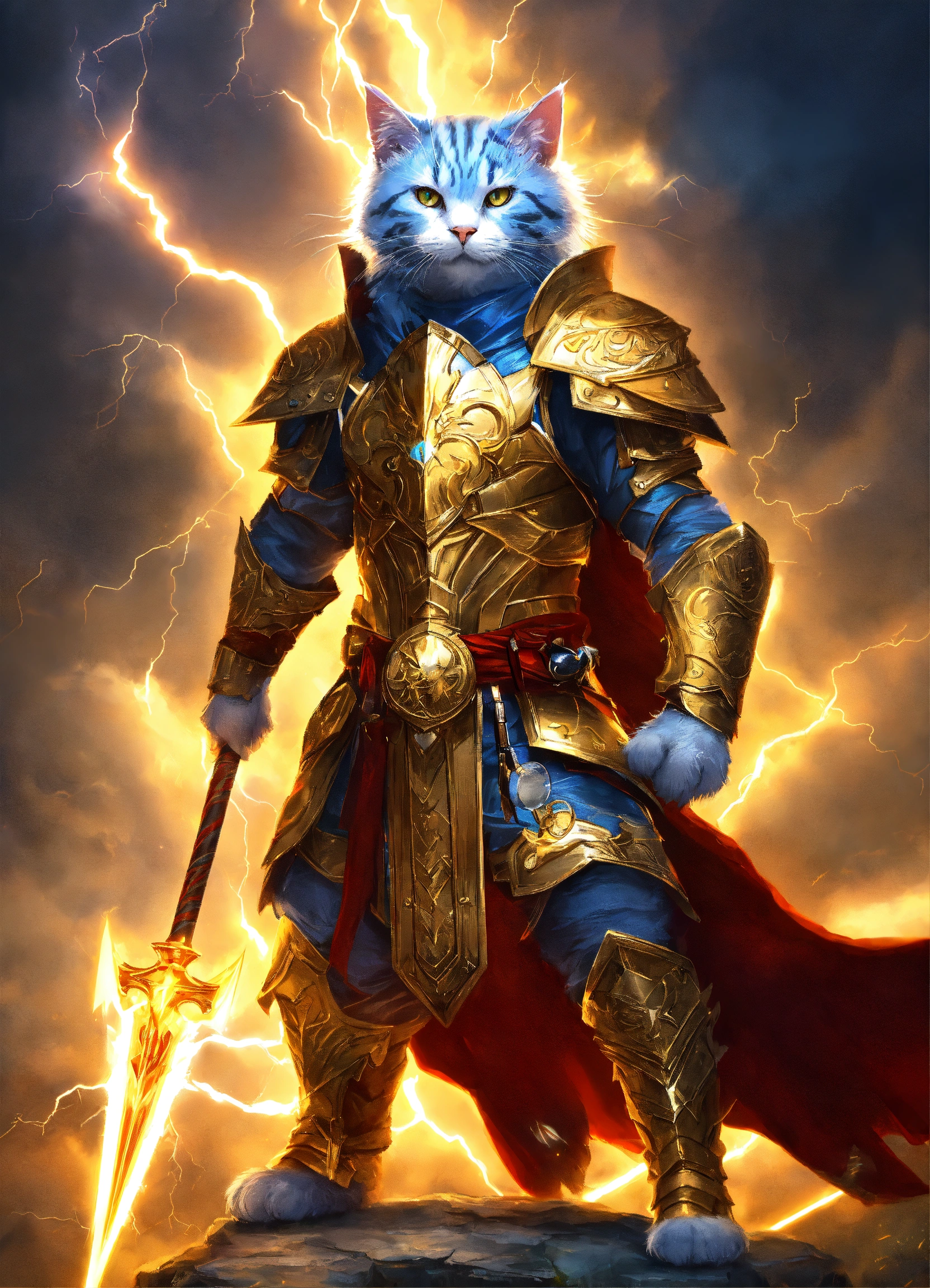 Lexica - Thunder God Cat Clad in Thundercloud Armor, Electrifying This ...
