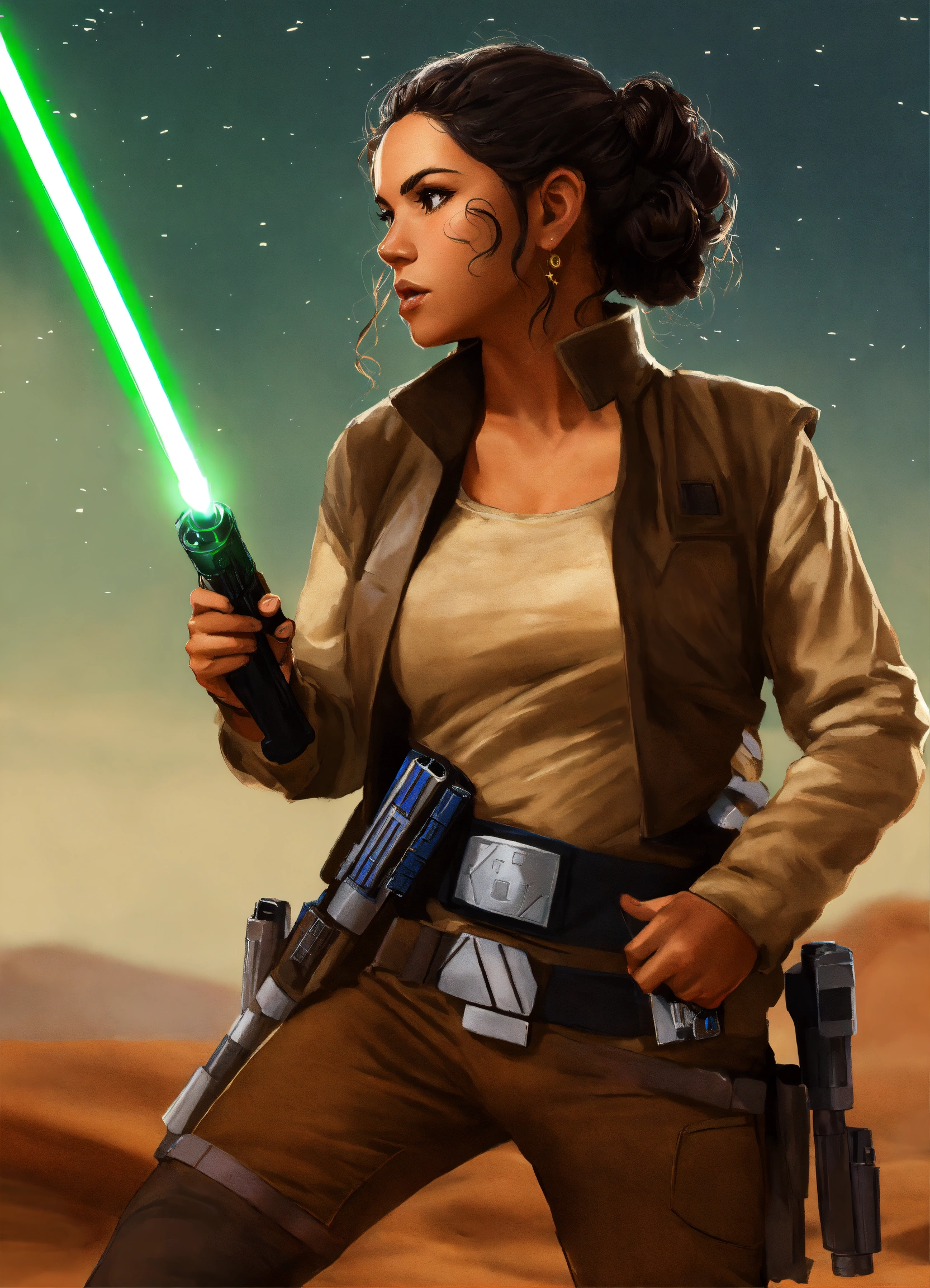 Lexica - Digital art of a hispanic Star Wars smuggler woman in an ...