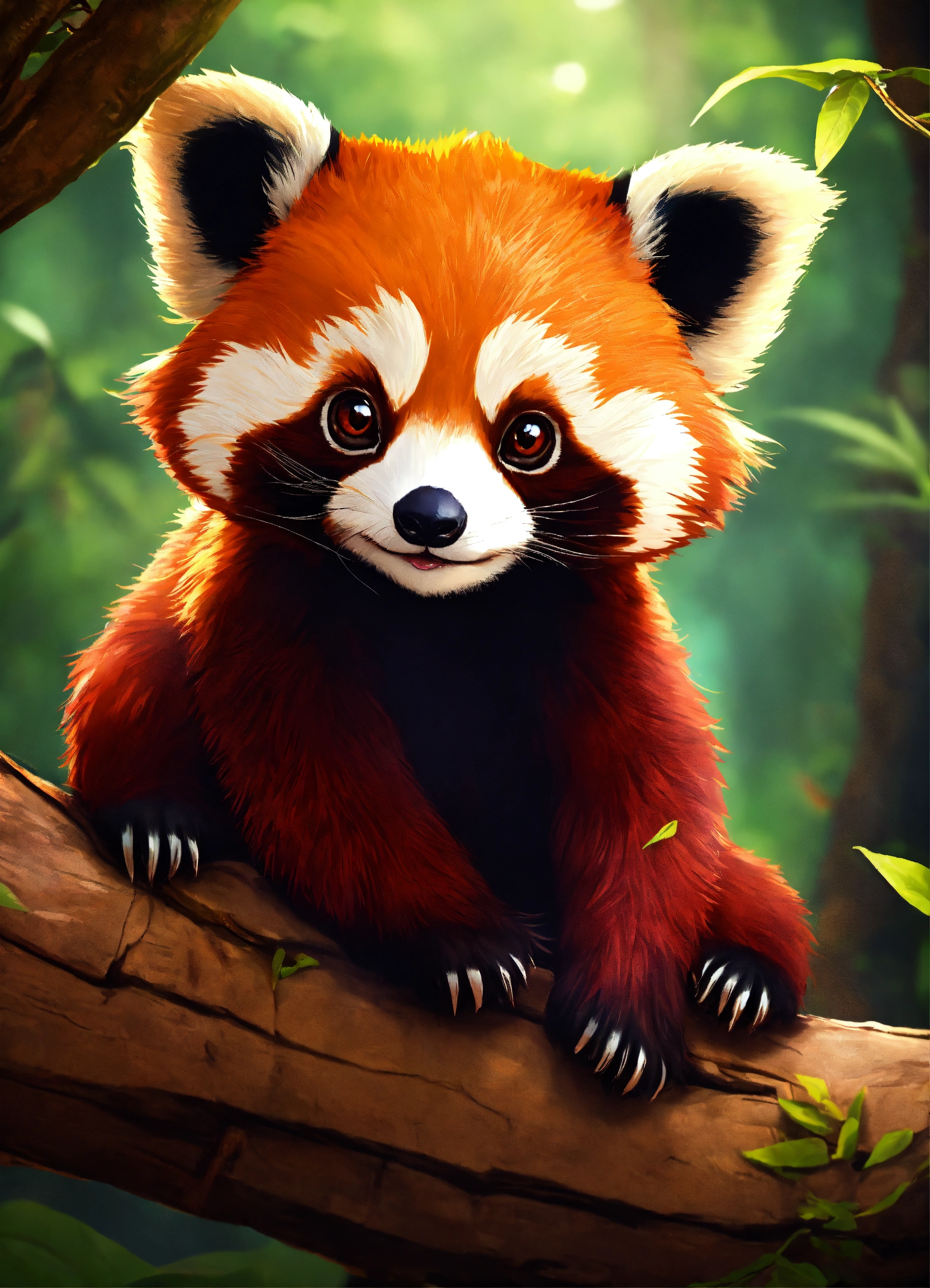 Lexica - A cute dark evil, baby red panda sloth with big eyes hanging ...