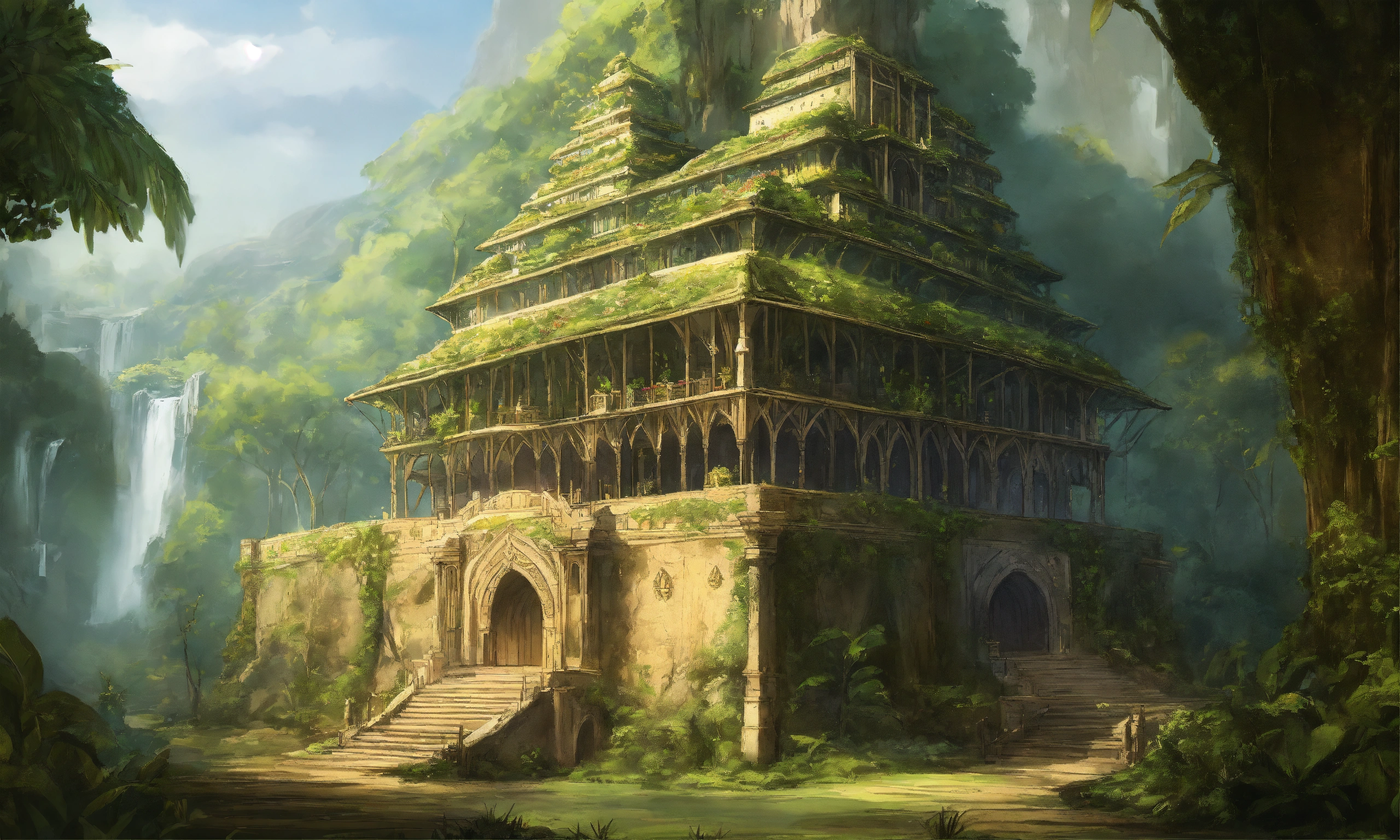 Lexica - Drawing of an elegant high elf palace surrounded by a fortress ...