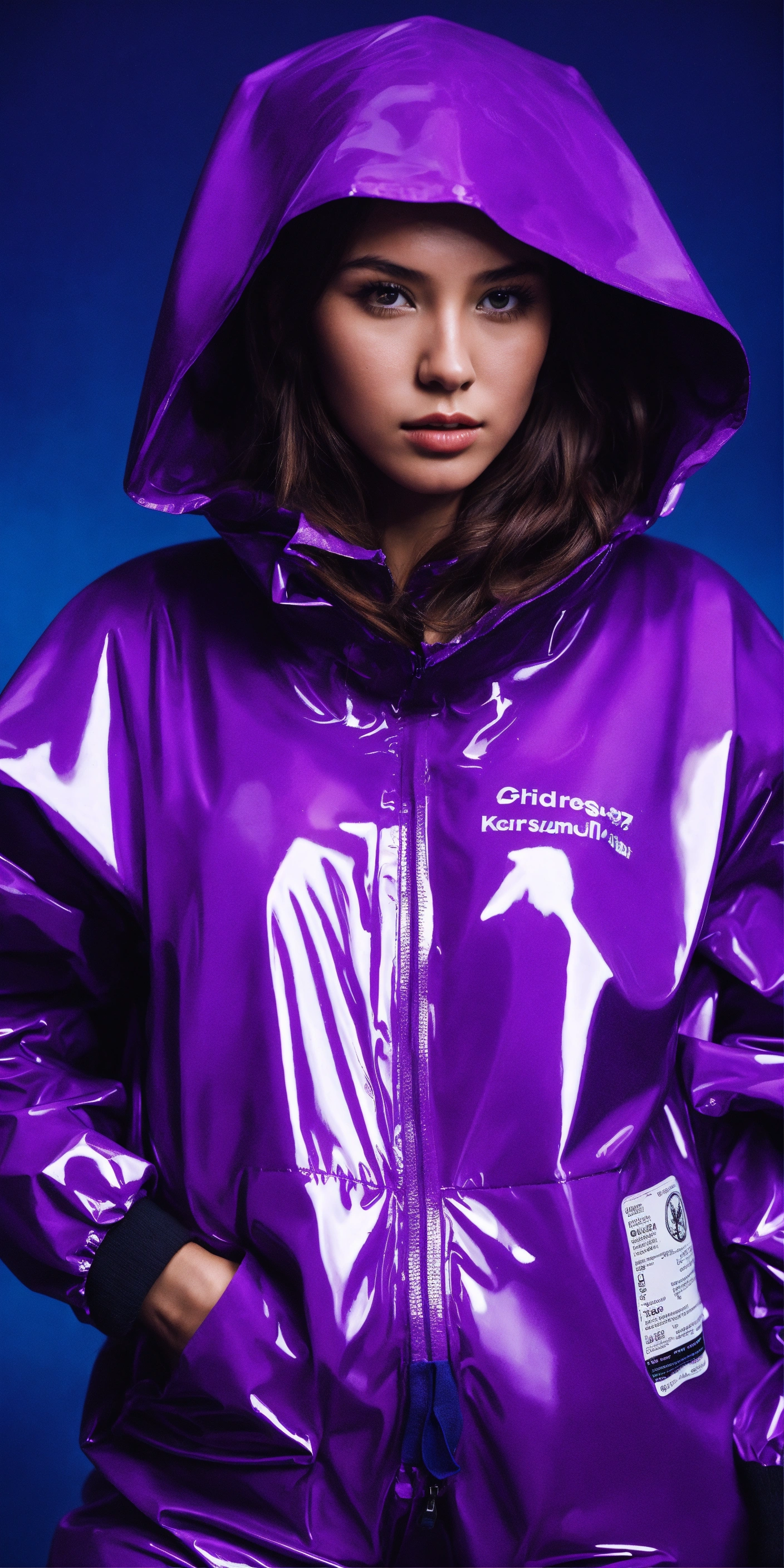 Lexica - Girl in glossy purple hazmat suit