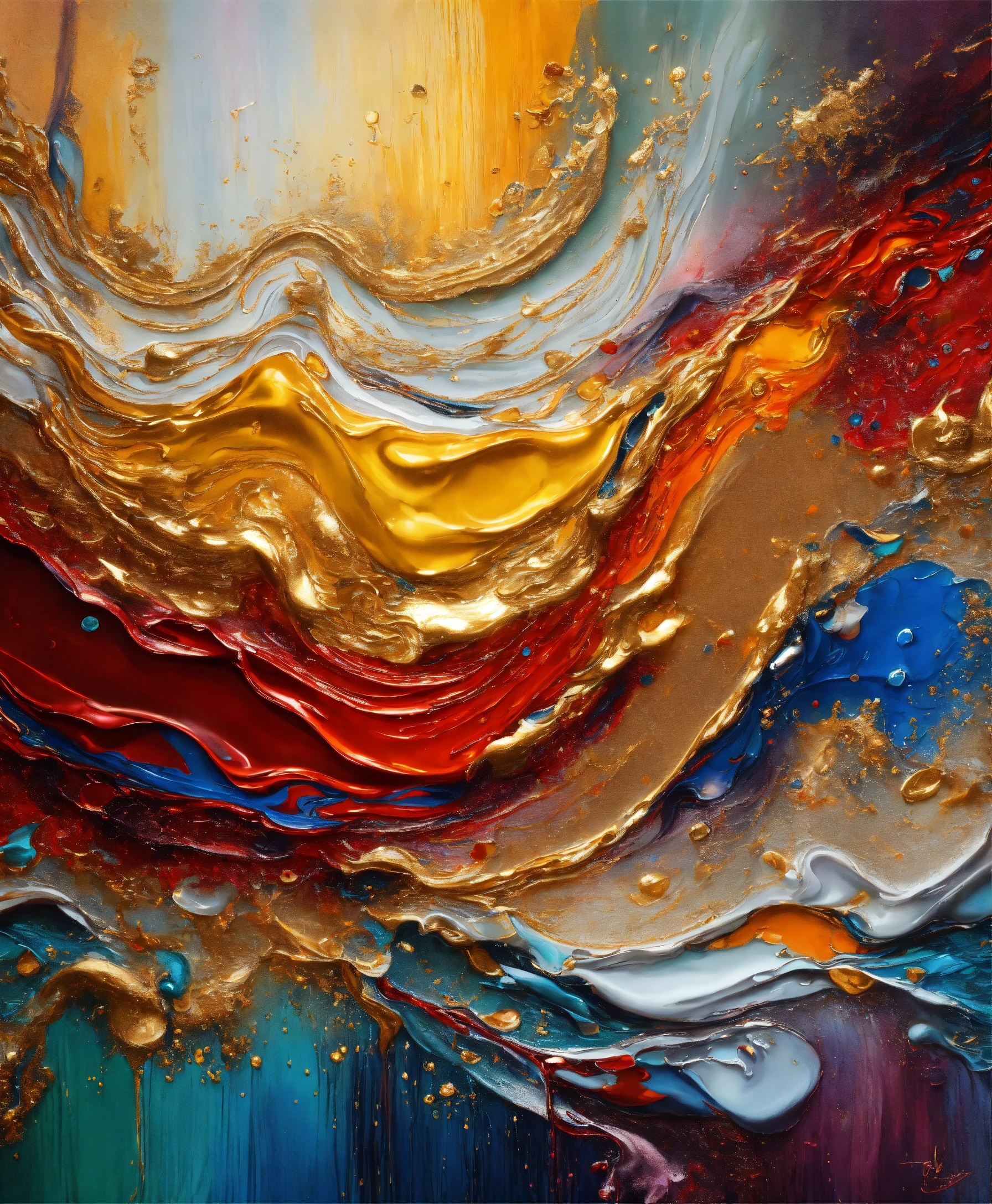 Lexica - Colorful abstract painting oil and water complex complicated ...