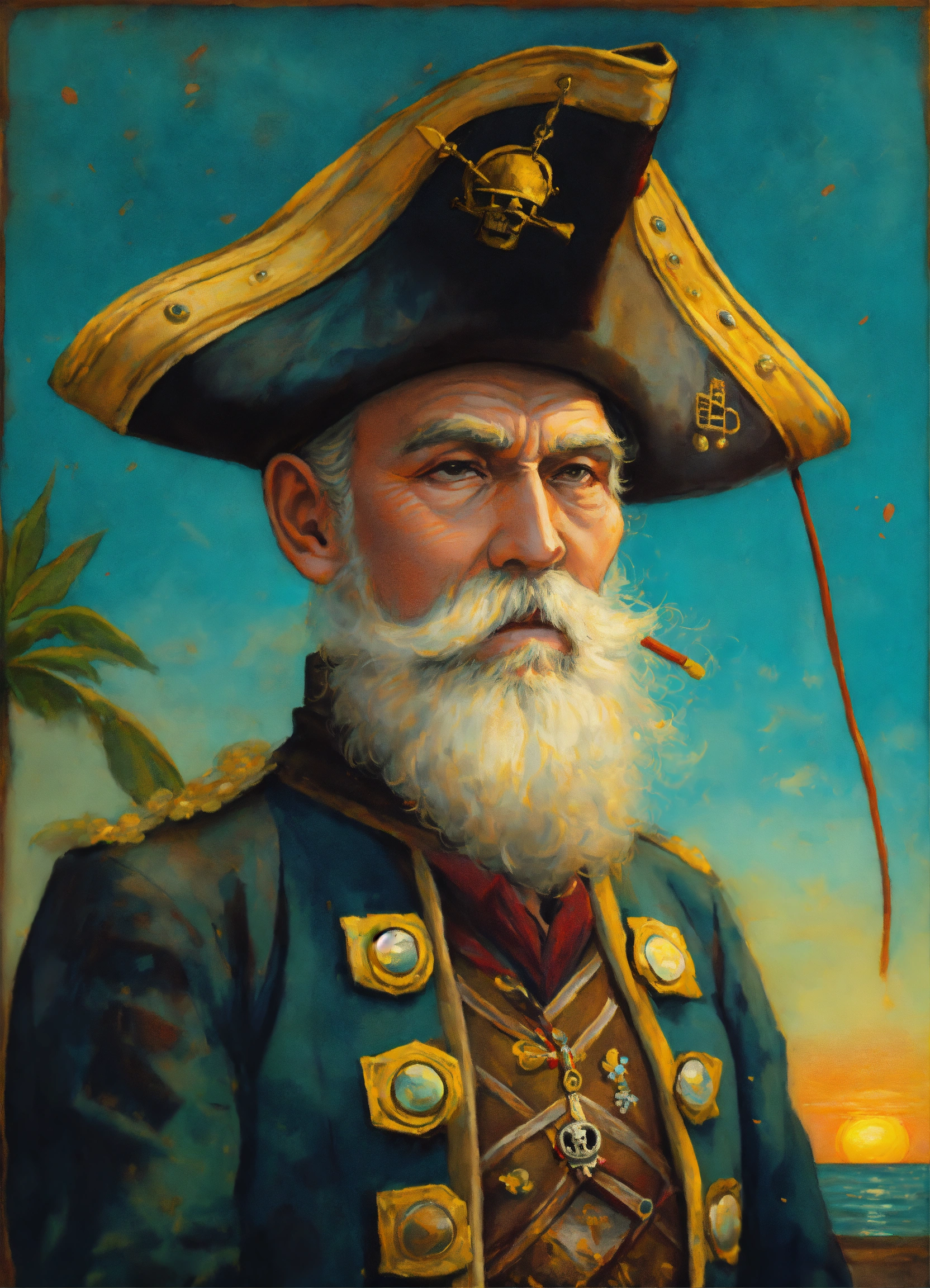 Lexica - Amazing grumpy old pirate captain wearing pirate captain's ...