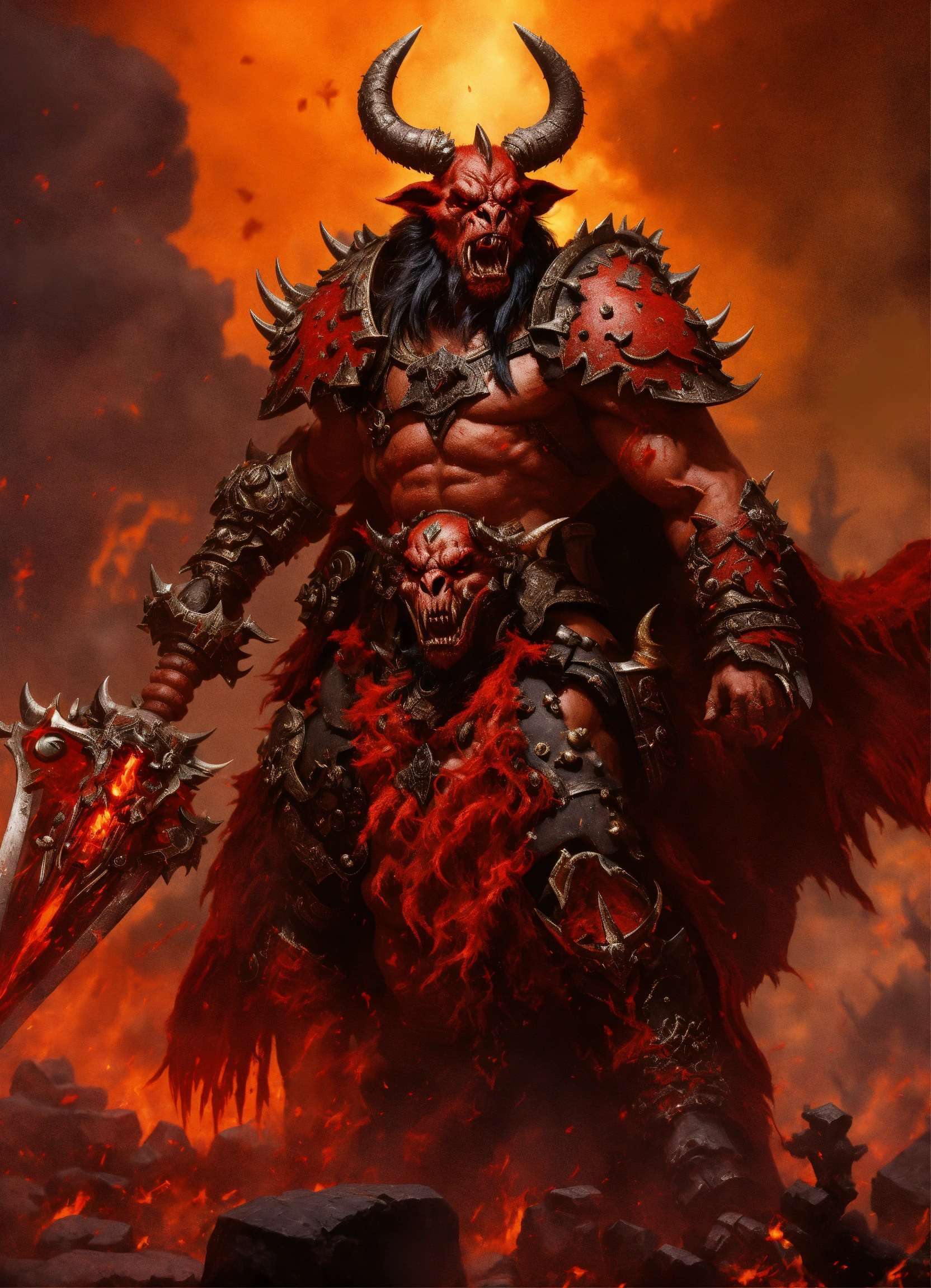 Lexica - A beastmen bestigor of khorne, warhammer fantasy chaos art, 4k