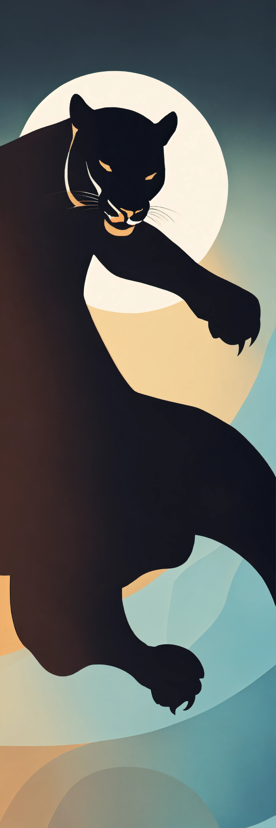 Lexica - A minimalistic graphic design of a panther black in mid-air ...