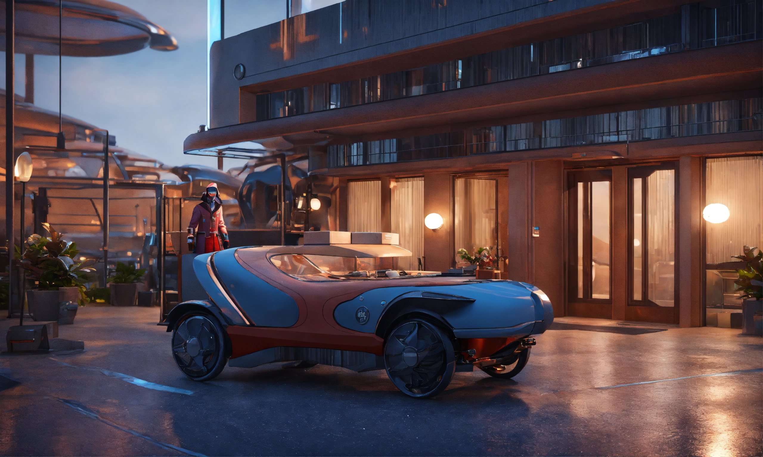 Lexica - A hotel strange pale igor like space hotel bellhop creature greets and ask to take your ...