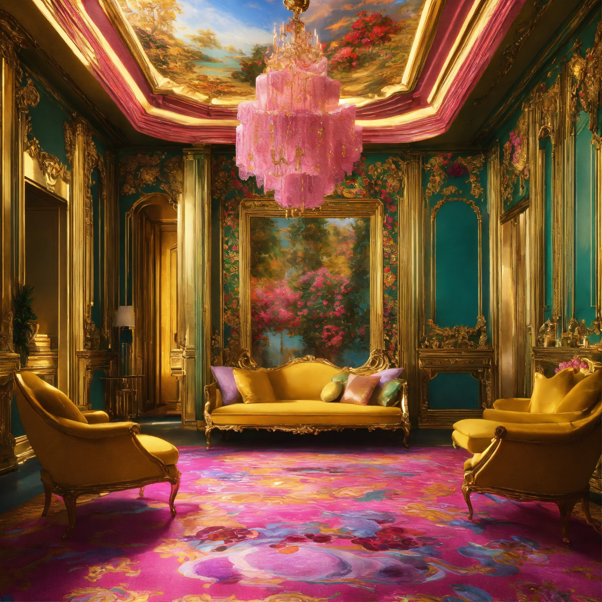 Lexica - Futuristic beautiful French mansion interior sitting room ...