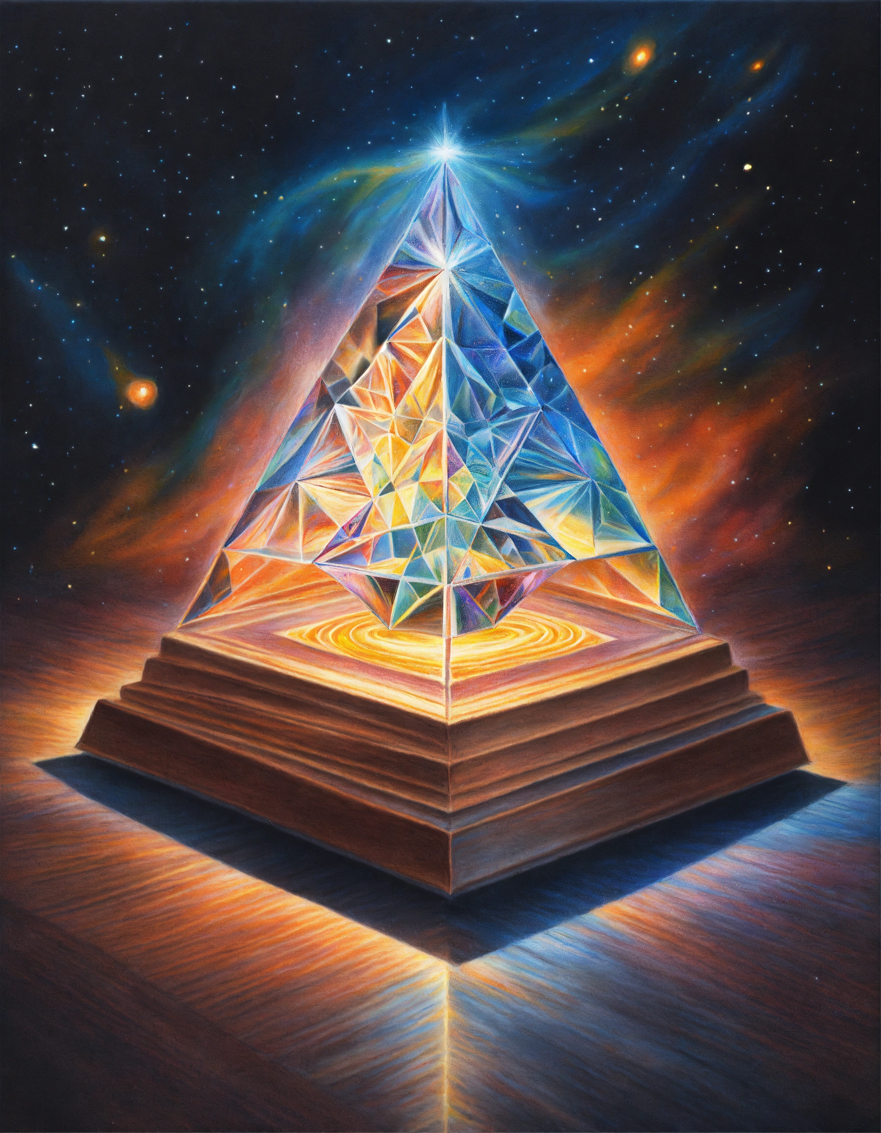 Lexica - Realistic colored pencil drawing of a iluminate crystal ...