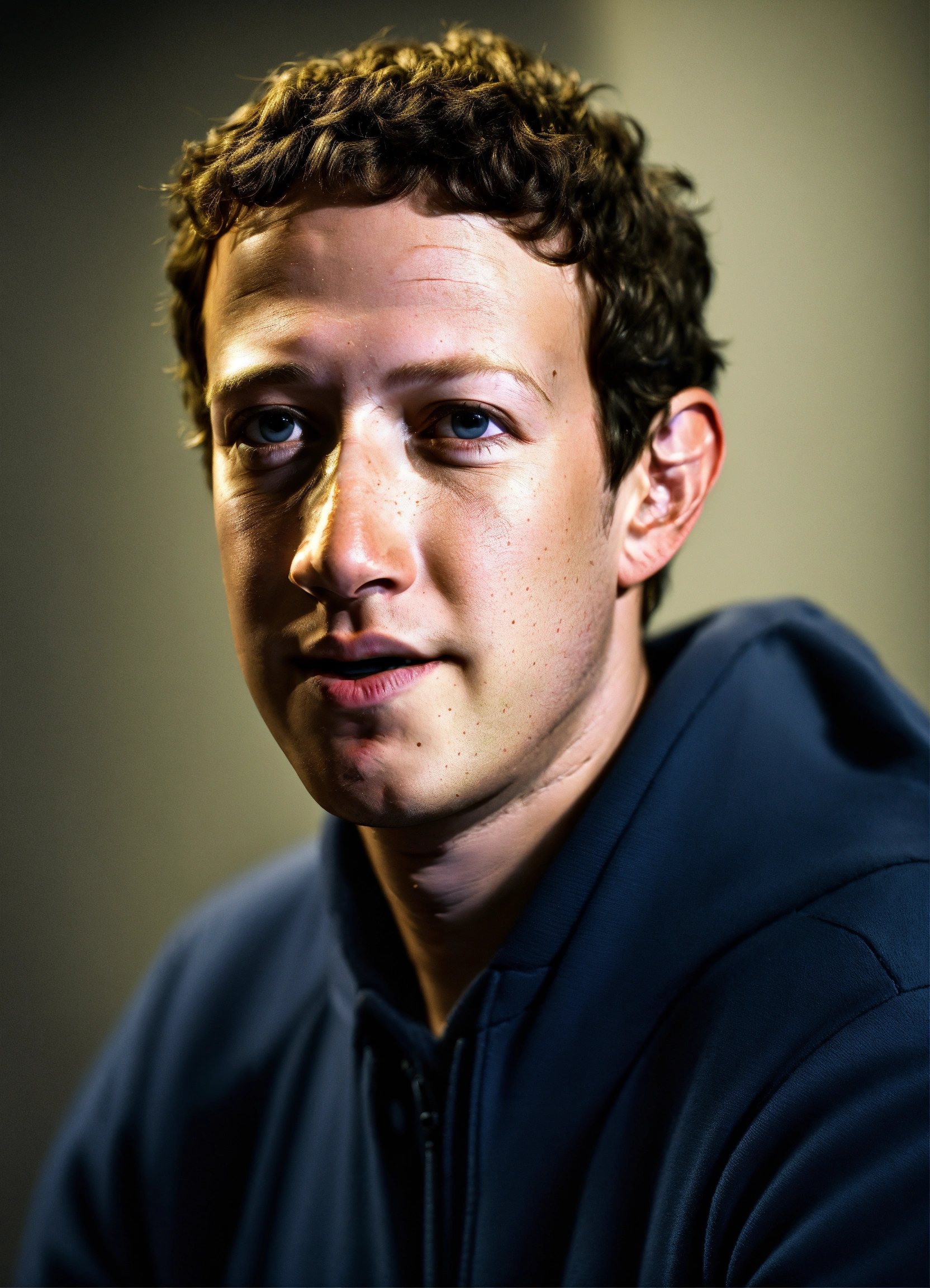 Lexica - Mark Zuckerberg, black background, evil.