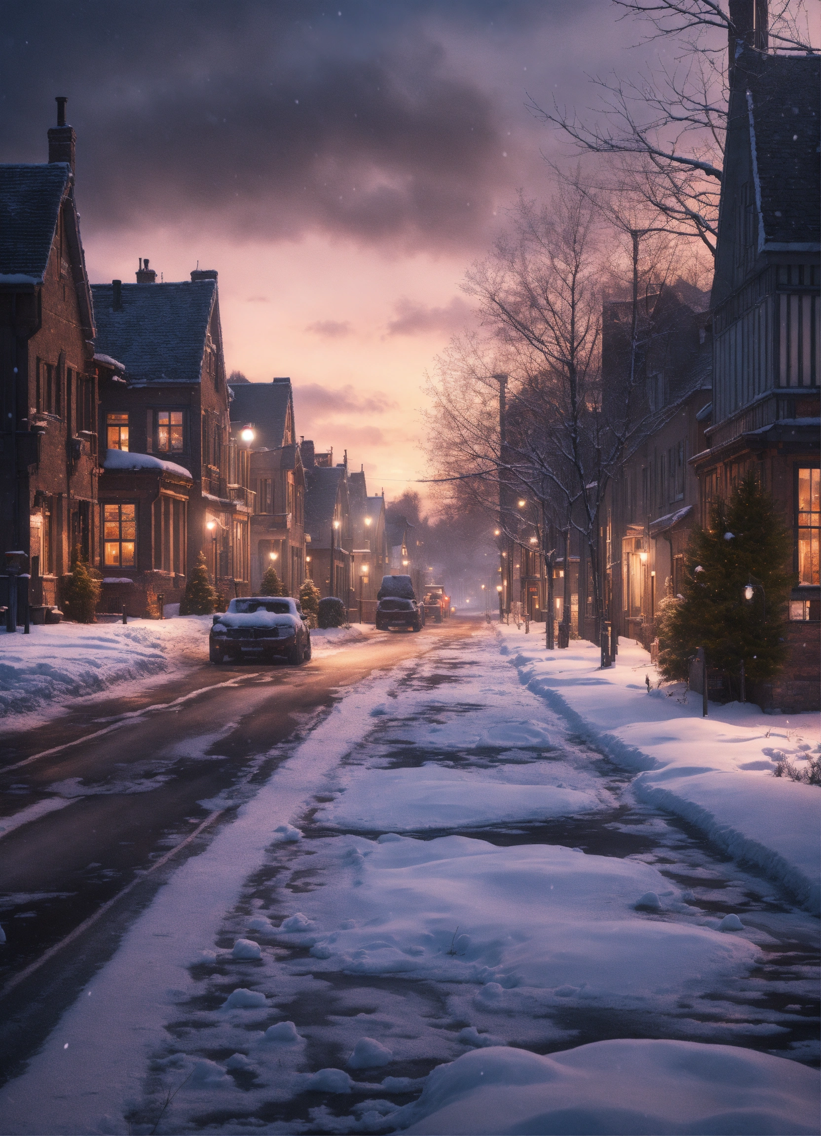 Lexica - Ultra realistic winter landscape, big city street with fair ...