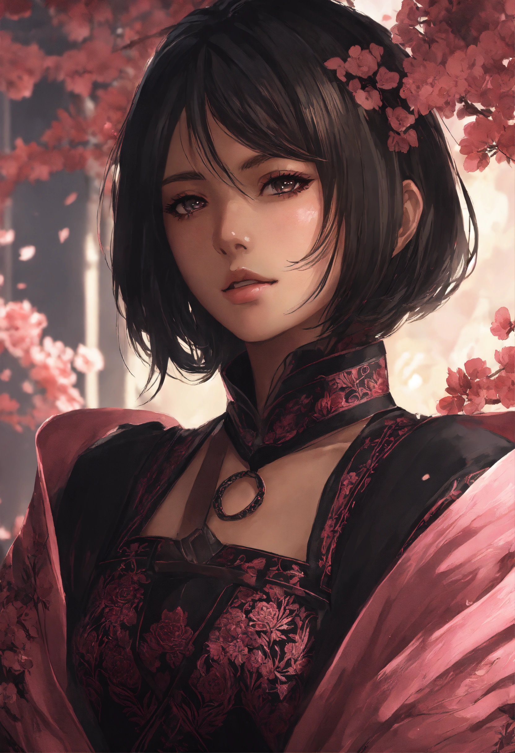 Lexica - Anime artwork of Mikasa Ackerman in a detailed intricate pink ...