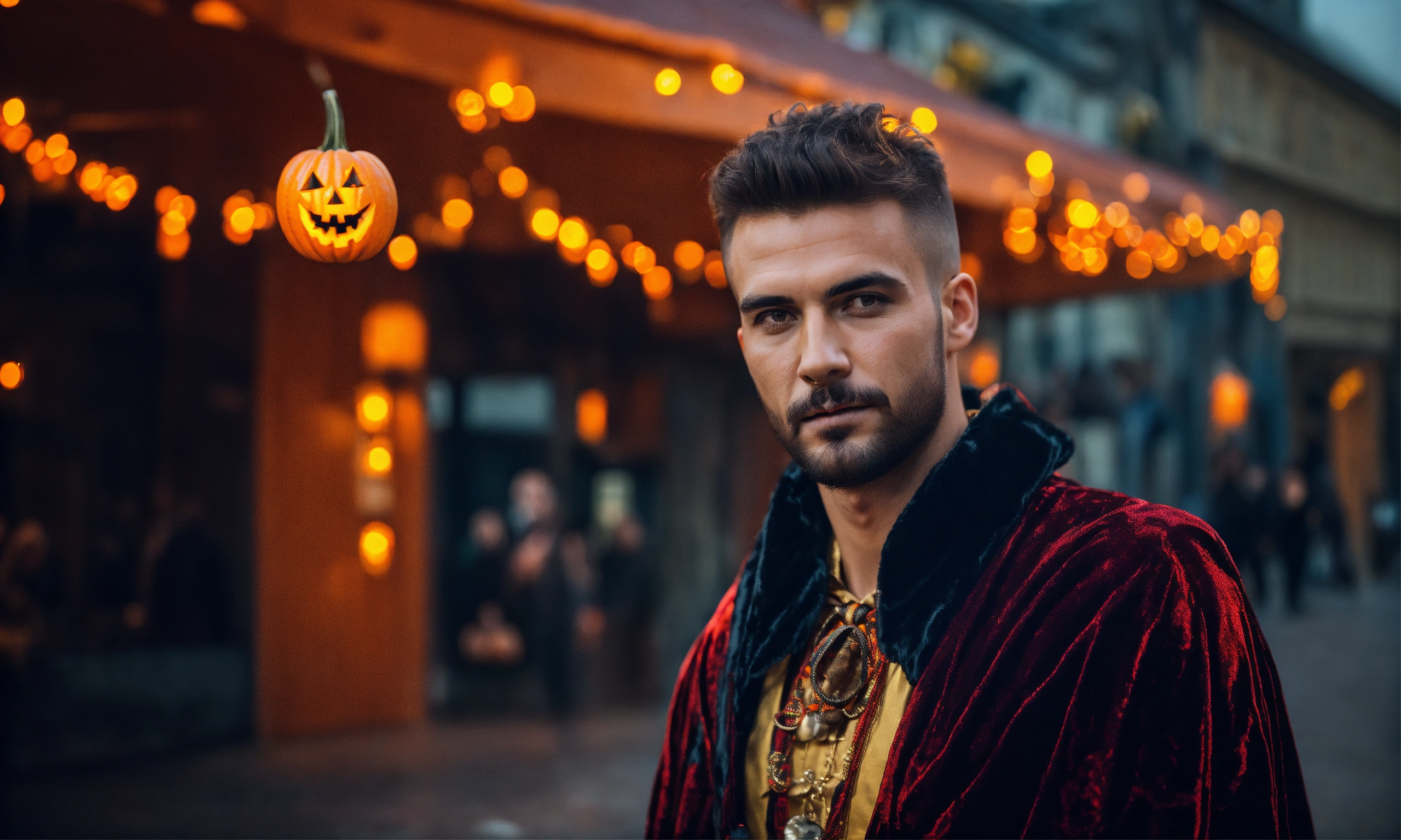 Lexica - Handsome man, at a Halloween party, in Poland, in a Halloween ...