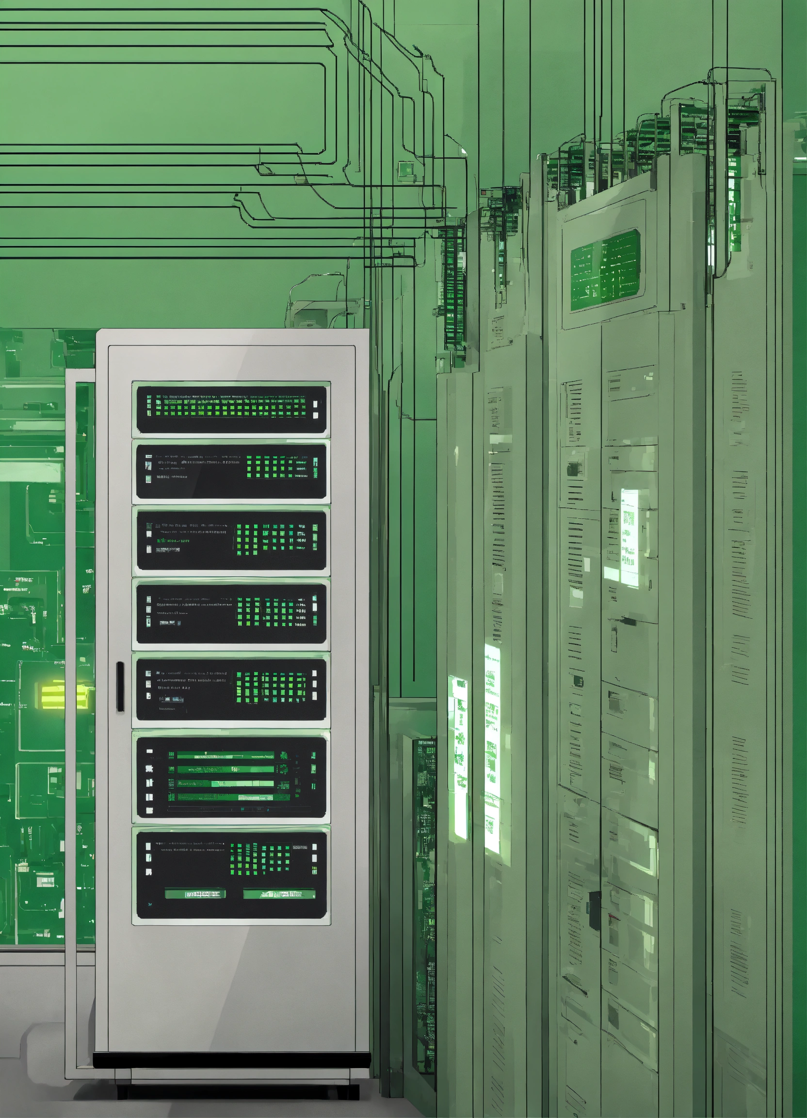 Lexica - IT pop style 2D poster network servers loading information to ...