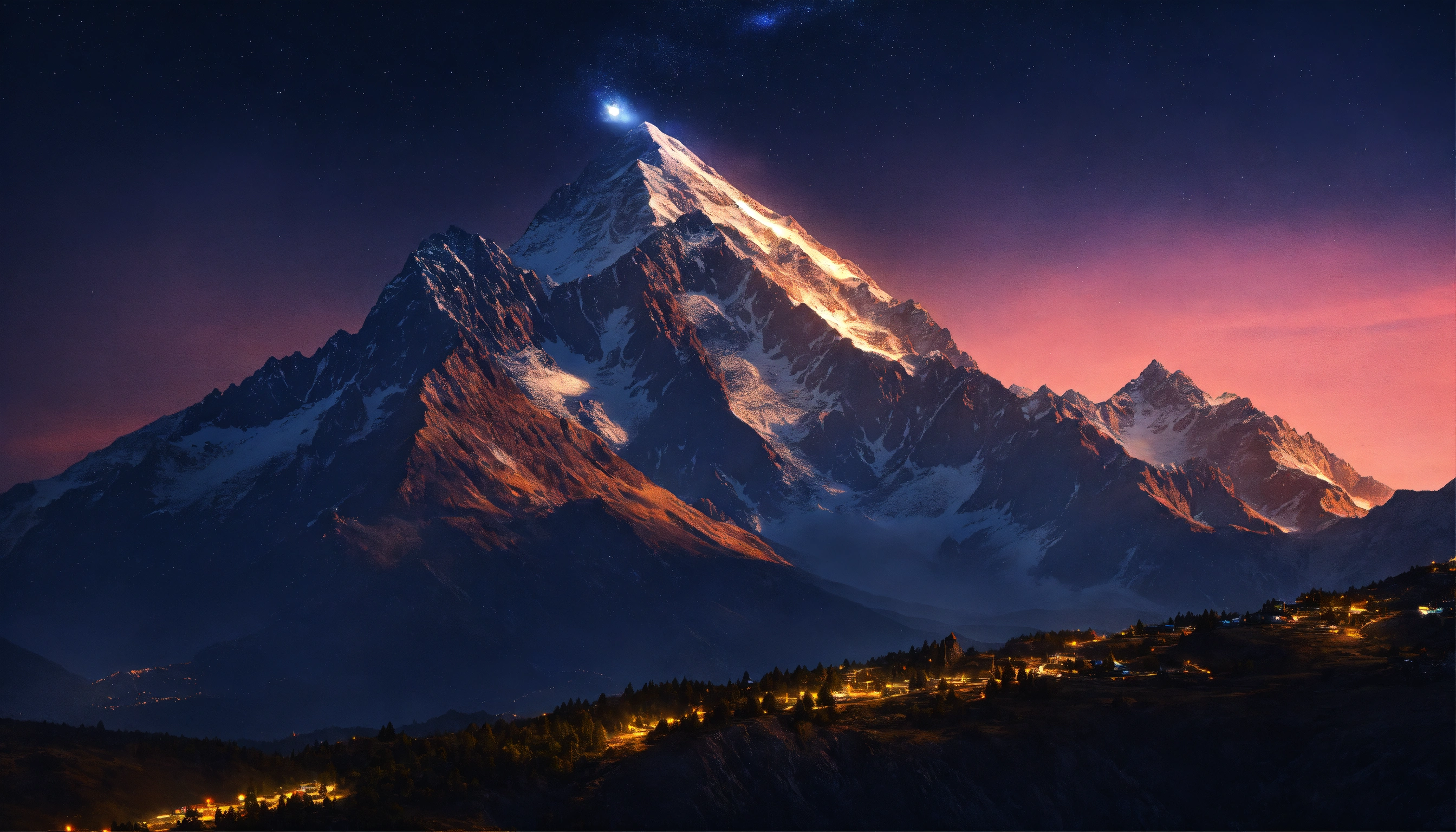 Lexica - Sharp mountain range with mountains ranging in size, night ...