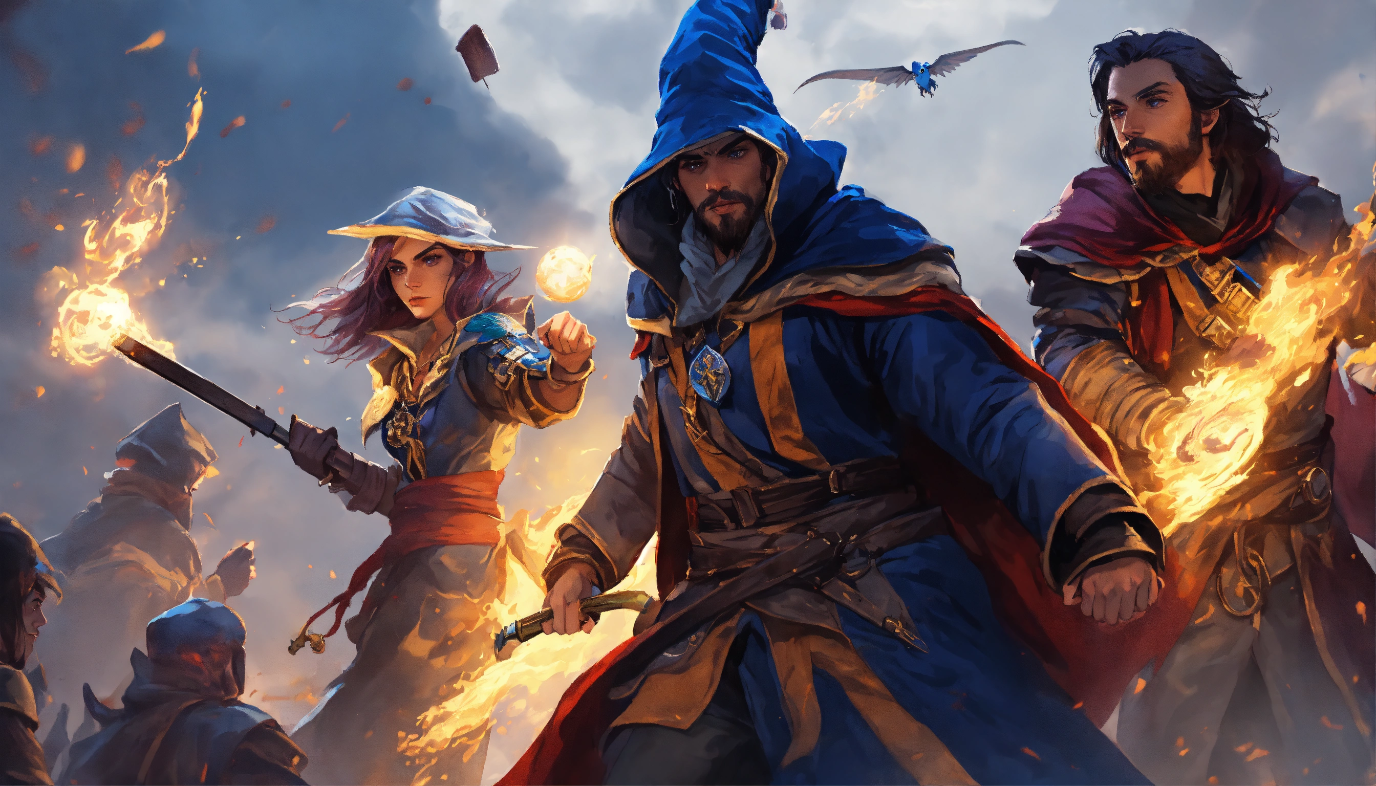 Lexica - Younger short French male wizard battling a group with a human ...