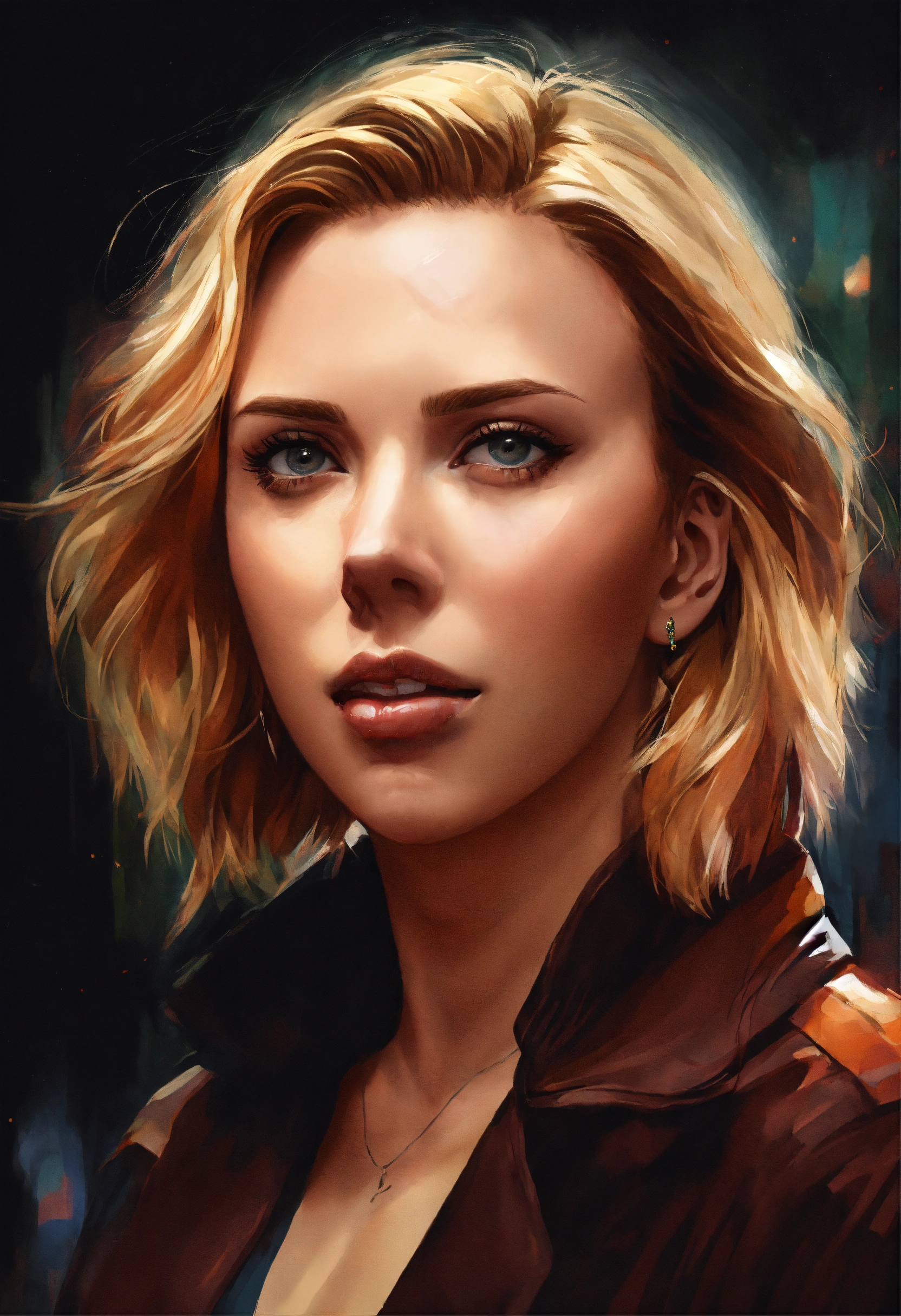 Lexica Scarlett Johansson Illustration 2d Realism Black Flat