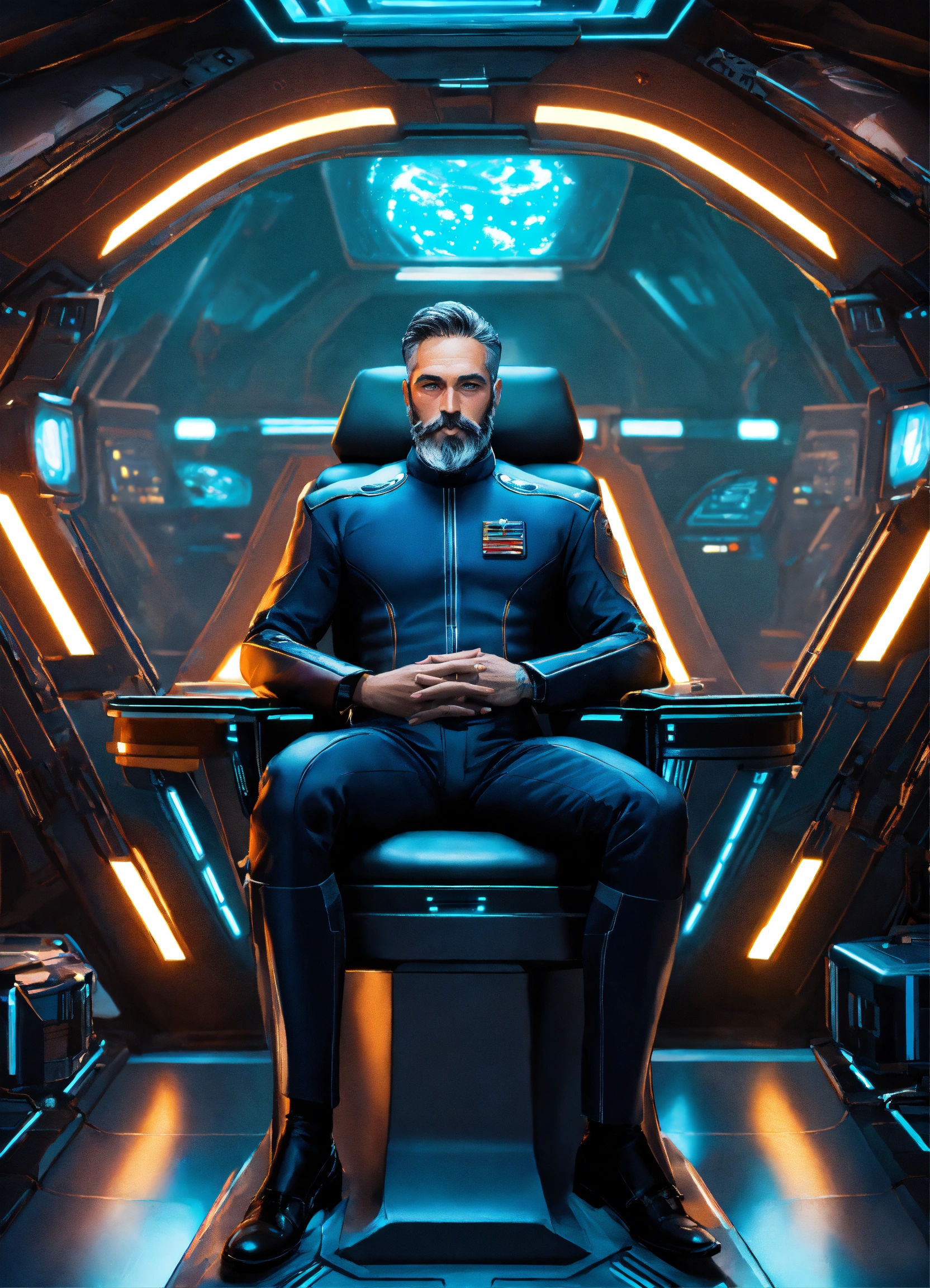 Lexica - 50 year old masculine star commander nice trim beard is ...