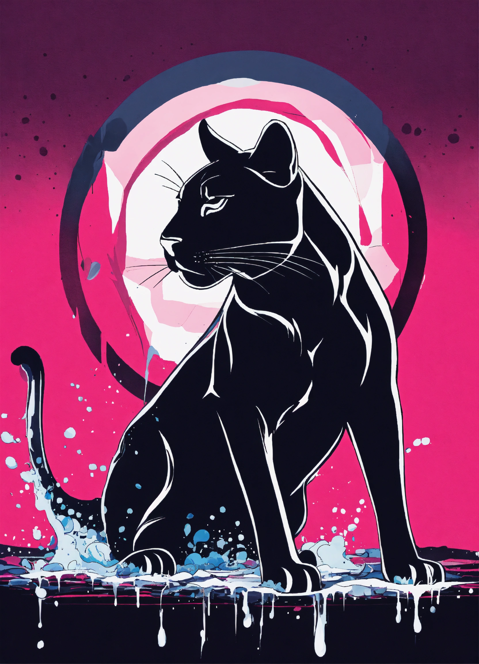 Lexica - Puma, cartoon,no back ground,splash,logo,black