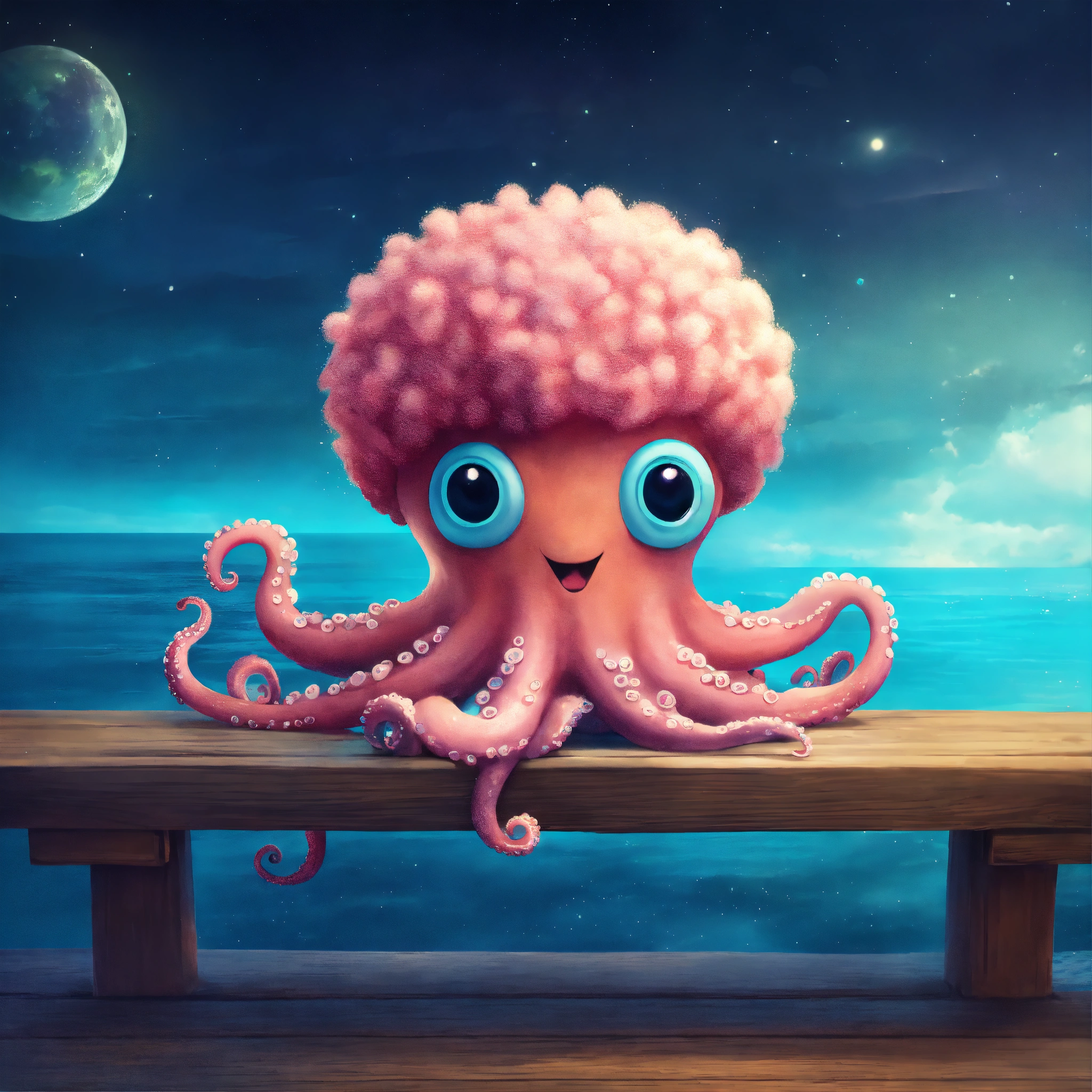 Lexica - Fluffy fairy cute octopus with long soft fur in the style of ...