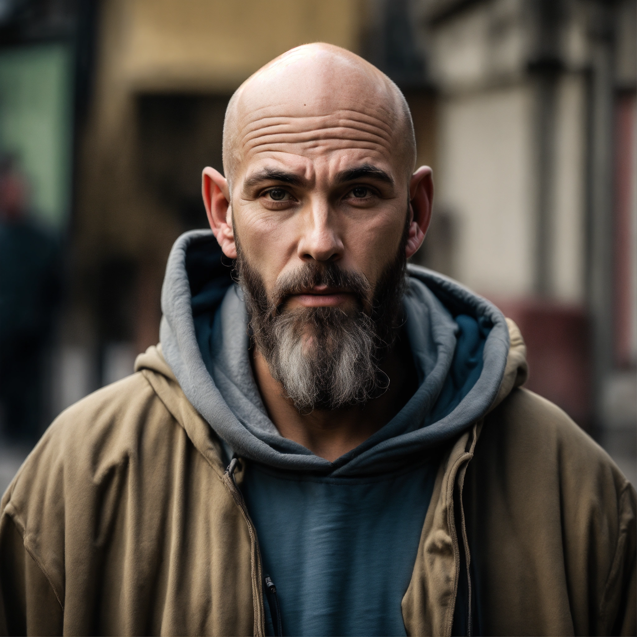 Lexica - A HUGE BALD STRANGE LOOKING HOMELESS MAN WITH A LITTLE GOATEE ...