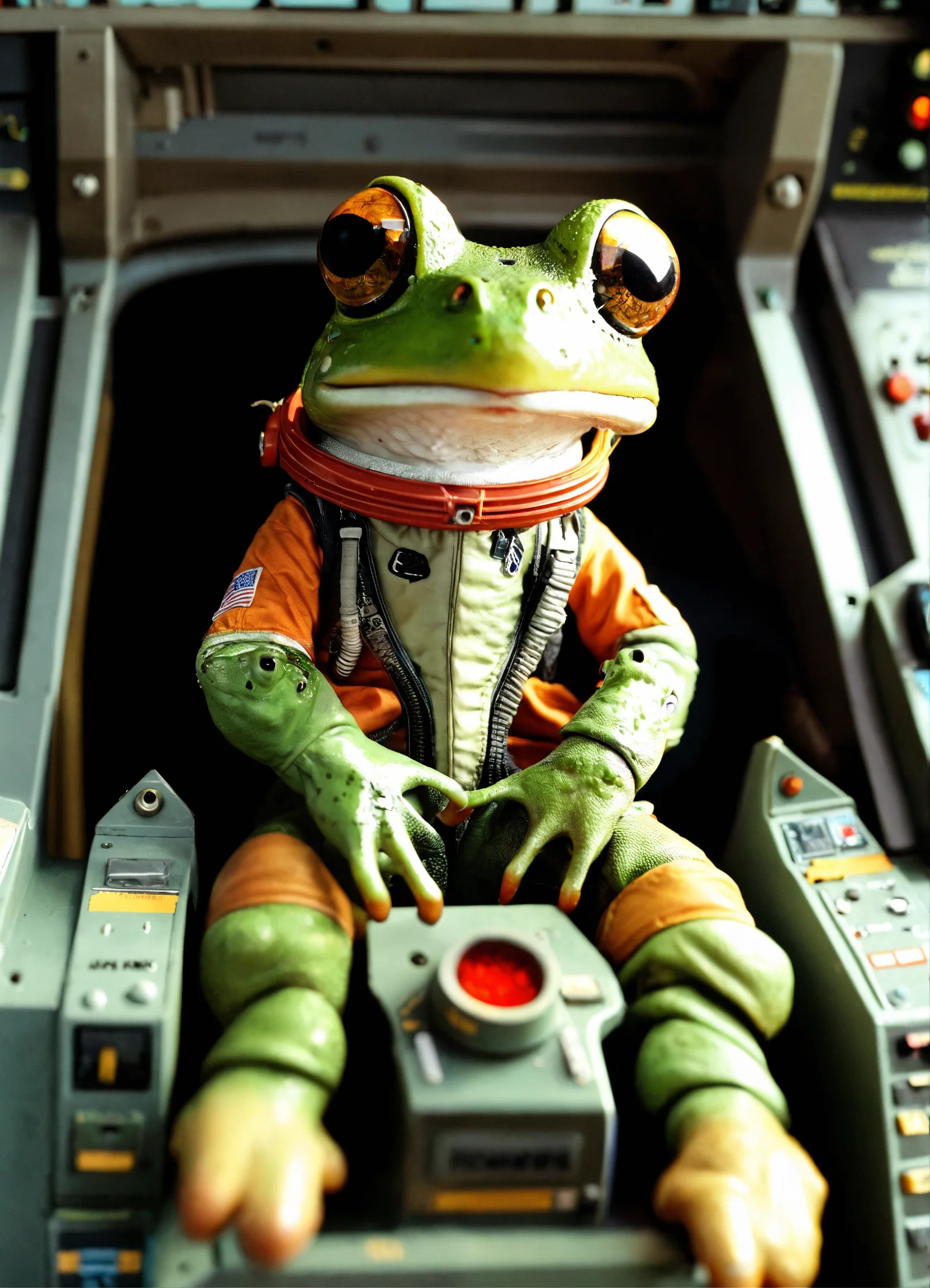 Lexica - A cute and tiny frog commander inside the Space Shuttle's ...