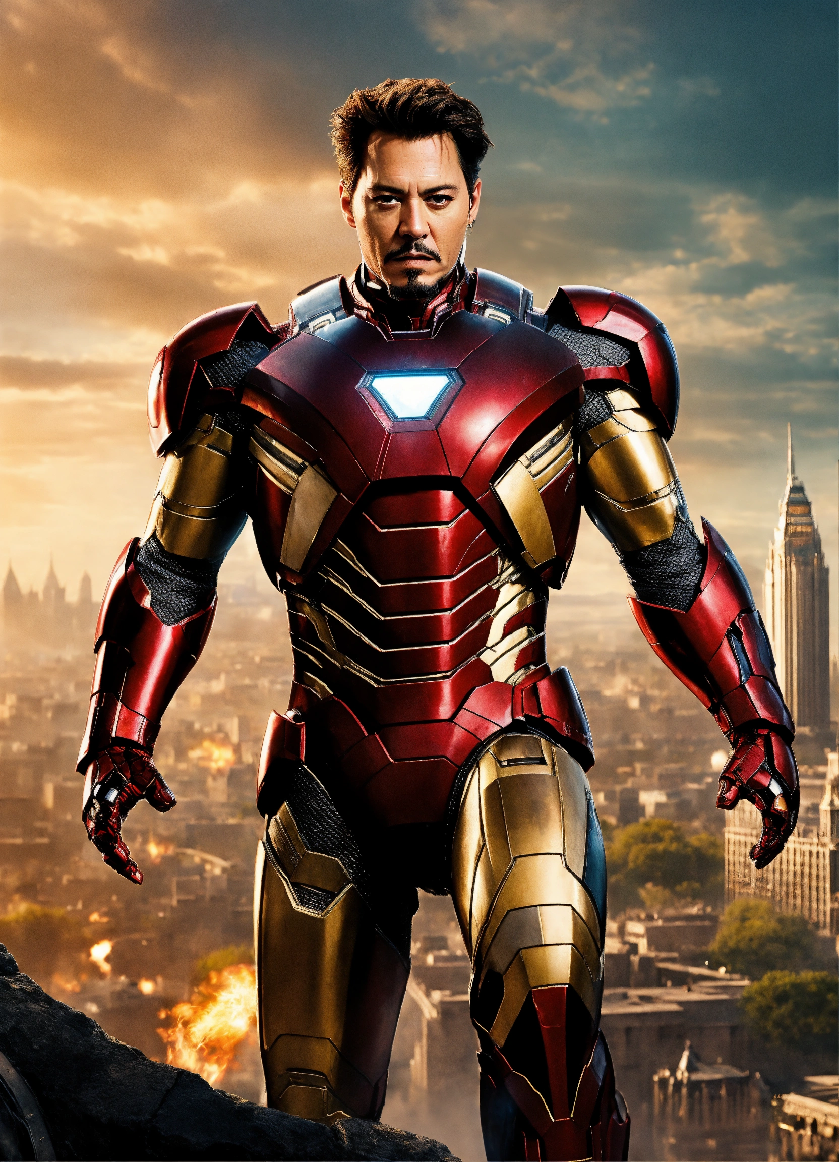 Lexica - Johnny Depp is Tony Stark, short hair, goatee, dressed with ...