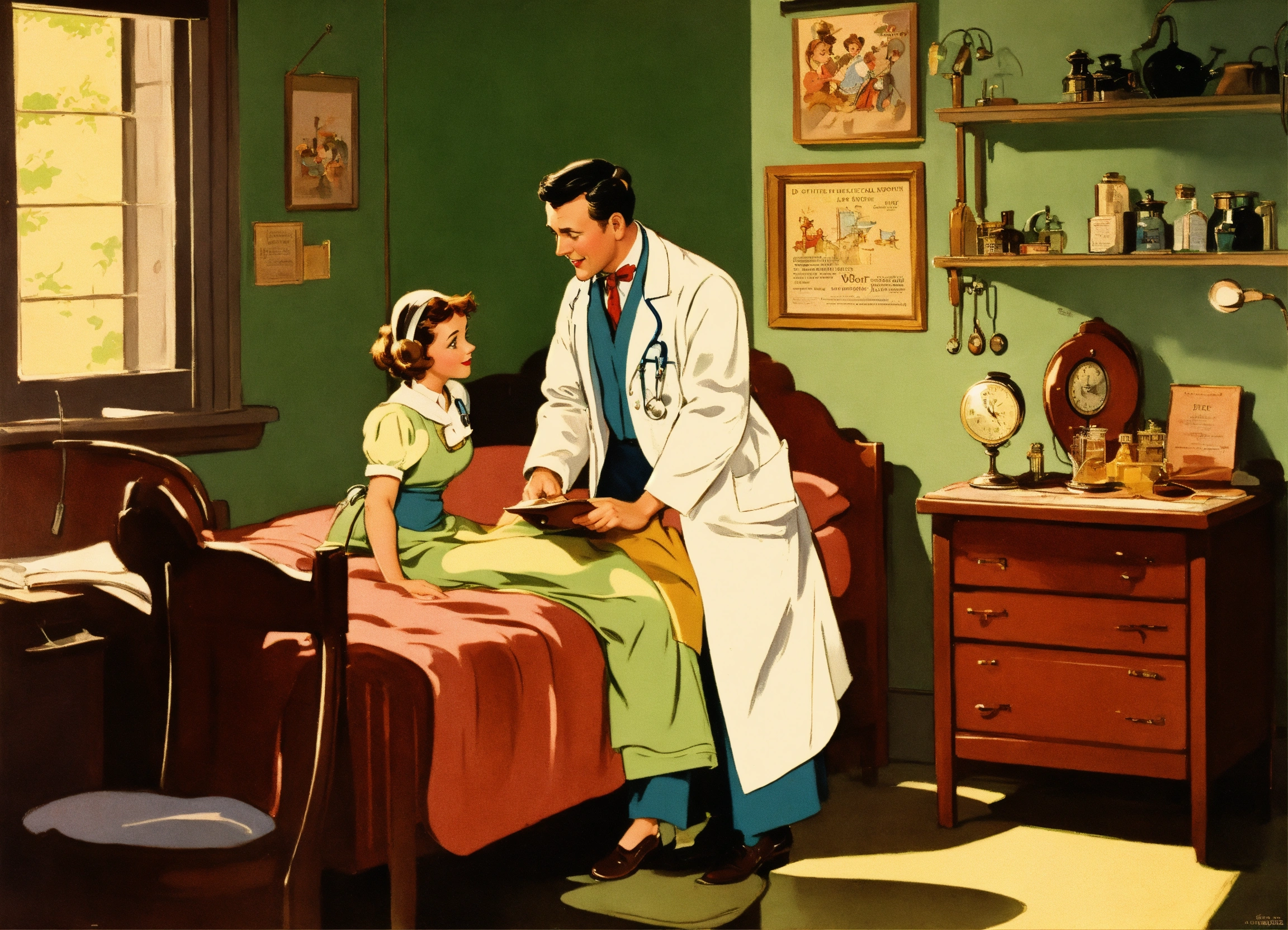 Lexica - A doctor gives advice to patient, vintage Disney art and ...