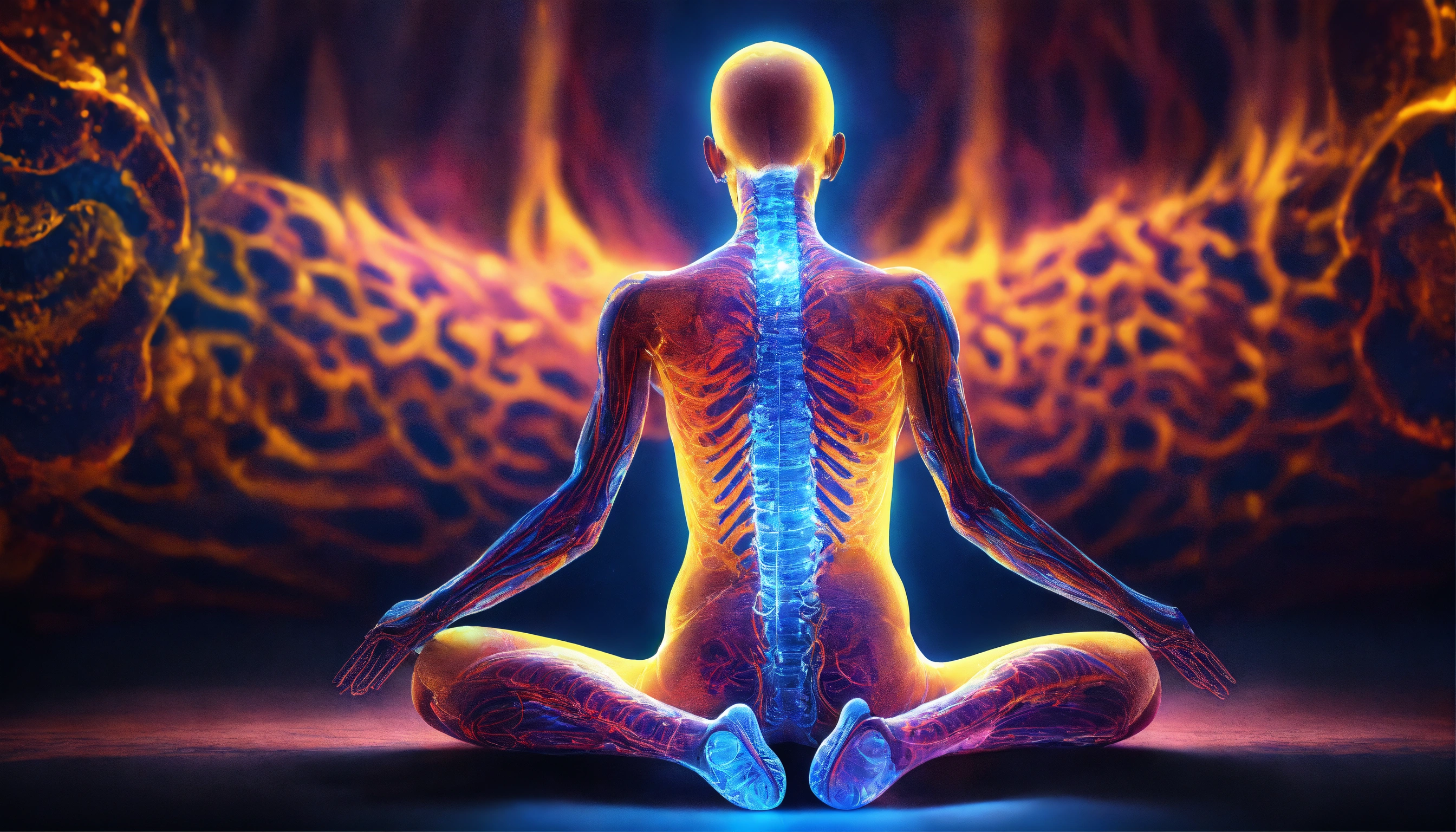 Lexica - A body of human psychedelic pictured from the front, with ...