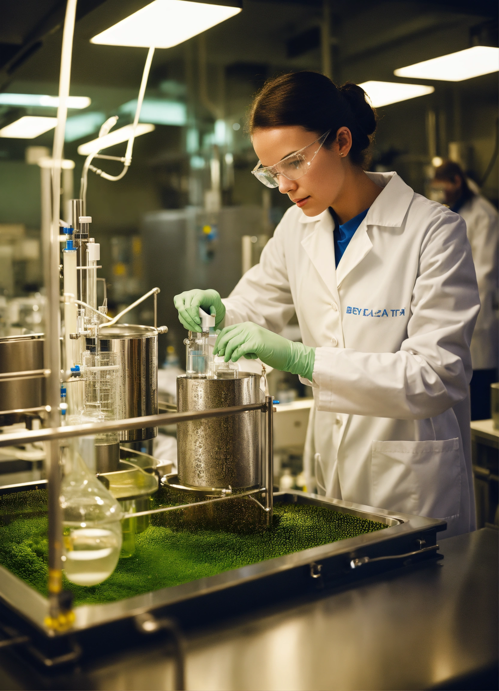 Lexica - Female scientist in a white labcoat working on a stainless ...