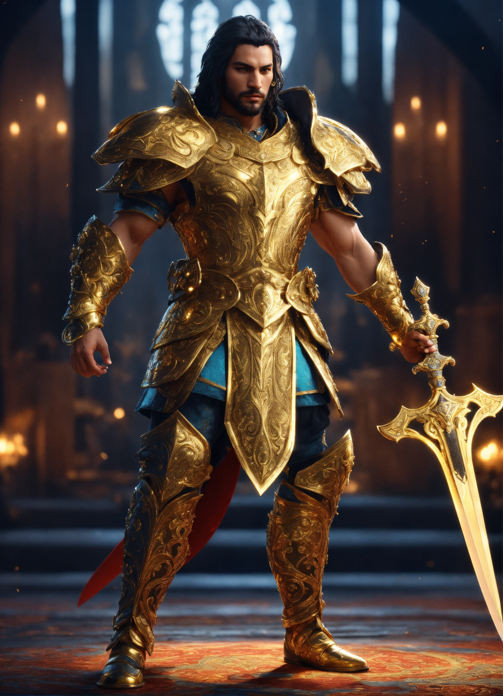 Lexica - Warrior,male, full body, psychedelic, brass, gold and diamonds ...