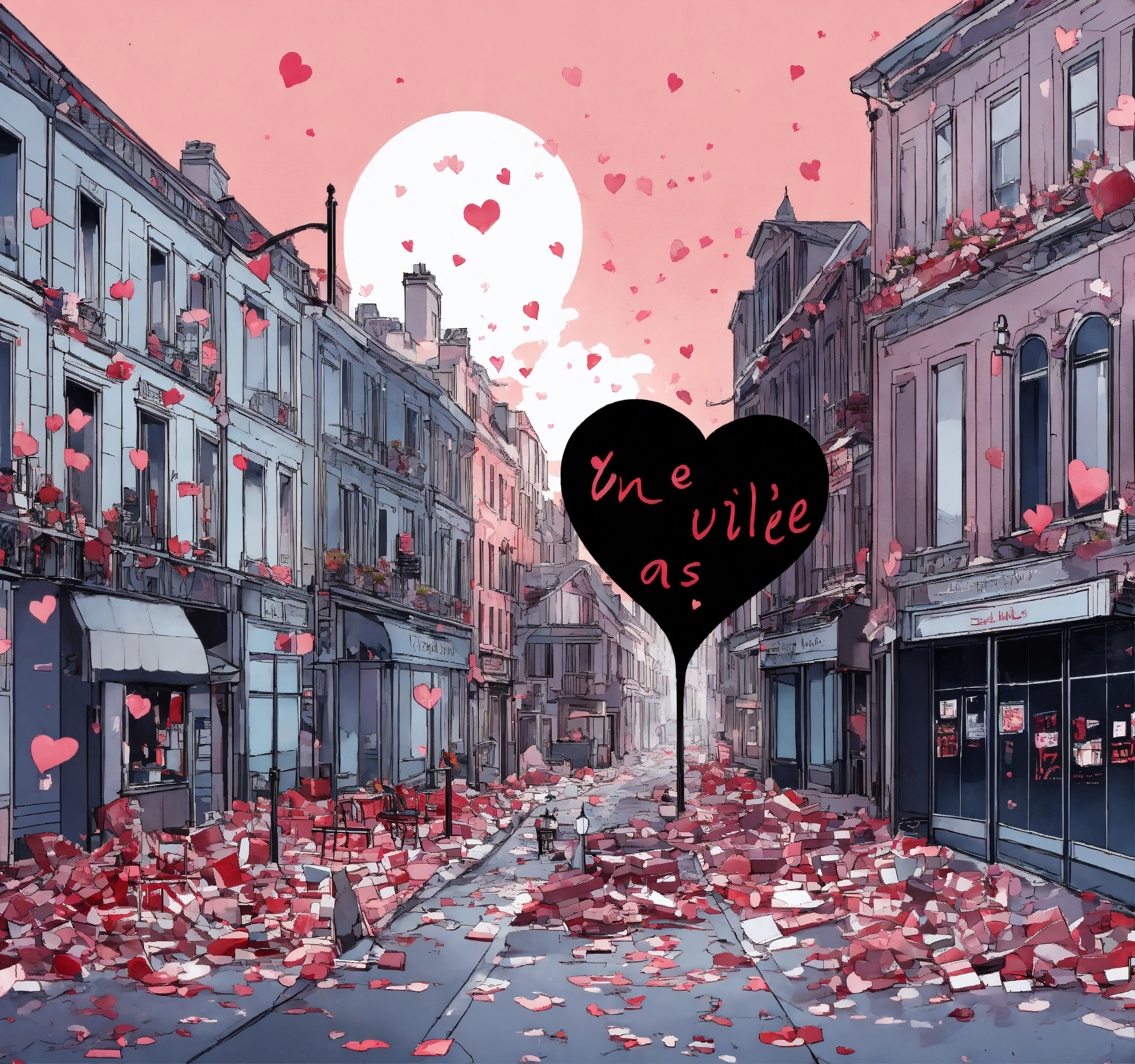Lexica - Une ville sombrée dans le chaos, avec plein de Broken Heart.